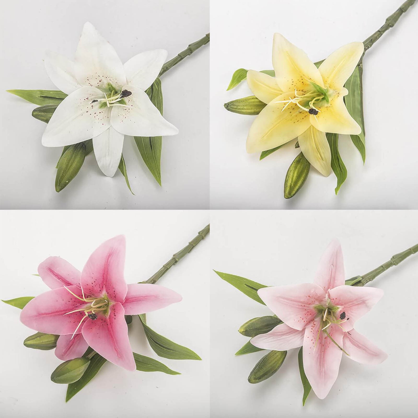 XMMSWDLA Artificial Lily Flowers Full Bloom Fake Latex Real Touch Artificial Flower Bouquets ...