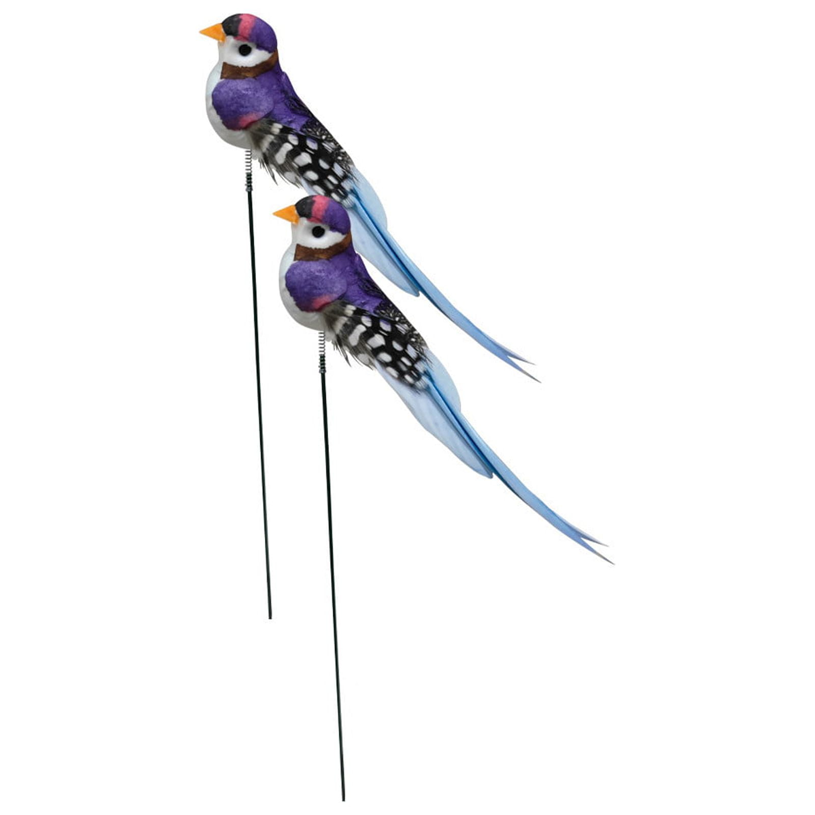 XMMSWDLA Birthday Decorations Simulated Feather Bird Insertion Pole ...