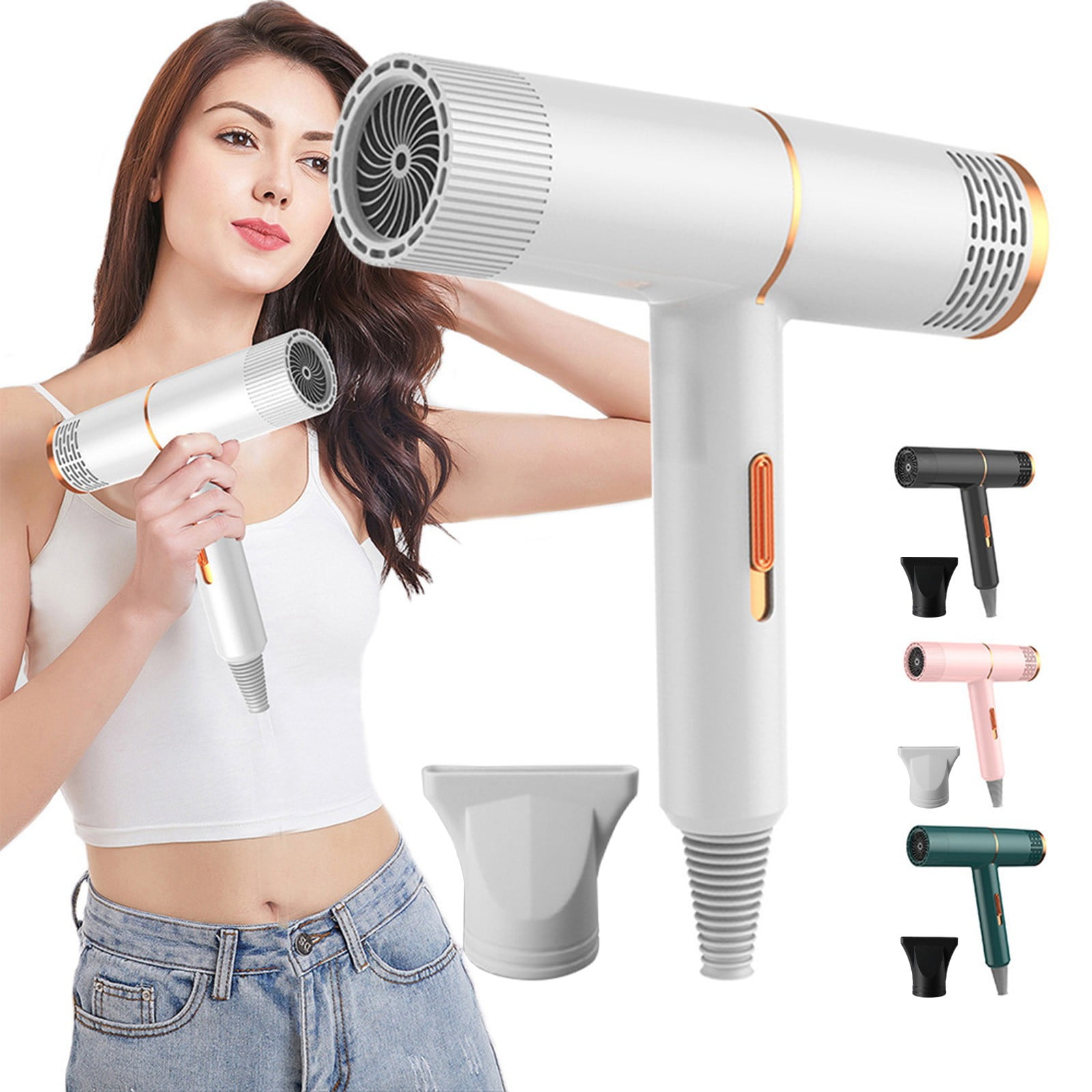 XMMSWDLA Blow Dryer High-Speed Brushless Motor, Fast-Drying Negative Ions Intelligent Constant ...