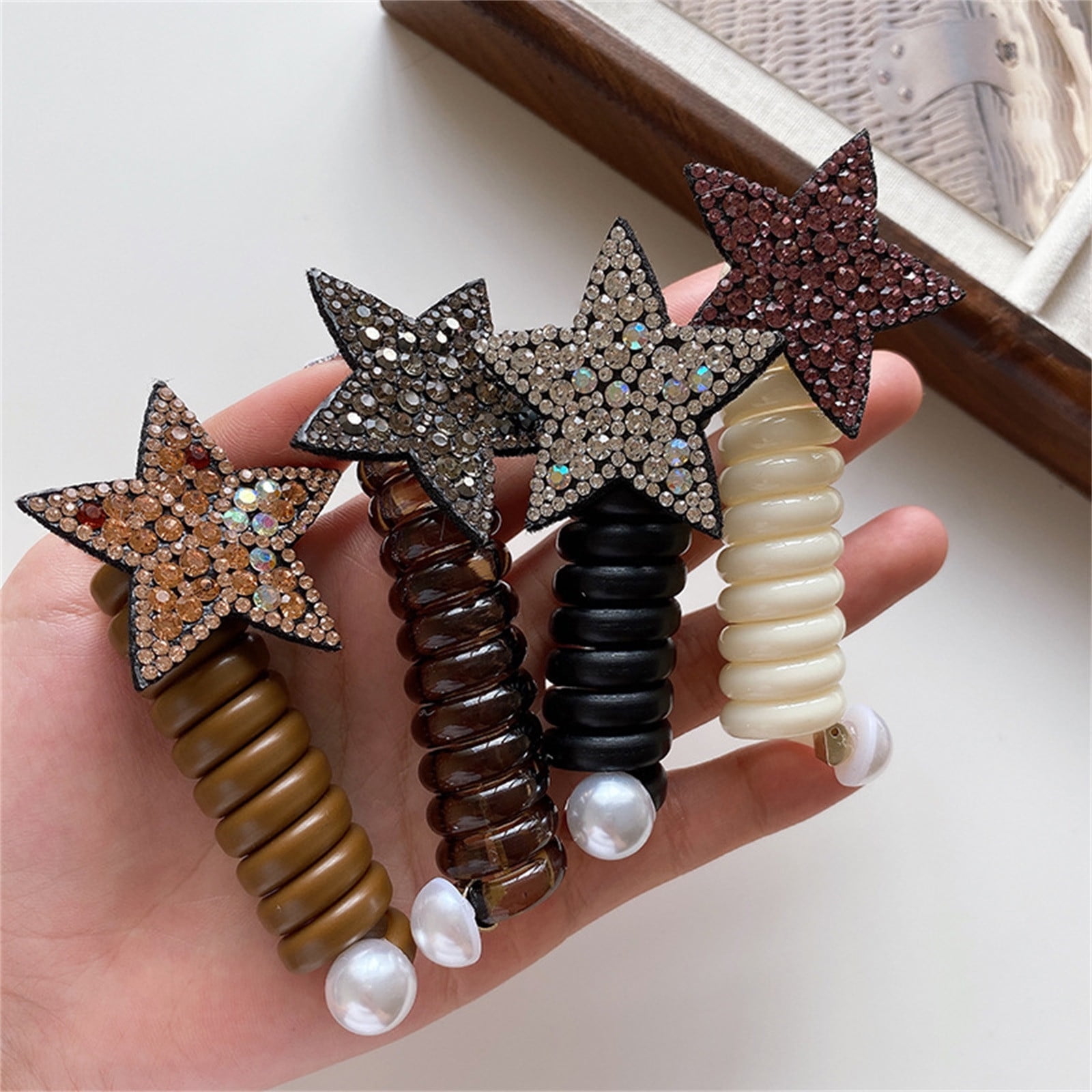 XMMSWDLA Bowknot Braided Telephone Wire Hair Bands, No Crease Elastic ...
