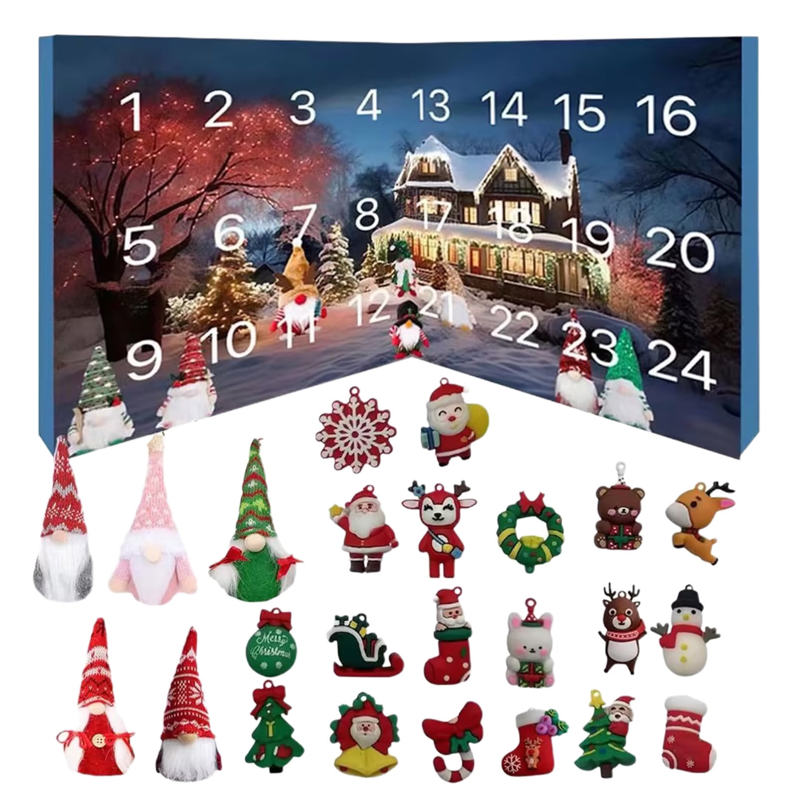 XMMSWDLA Christmas Gnome Advent Calendar 2024 with 24 Gnome Plush Toys ...