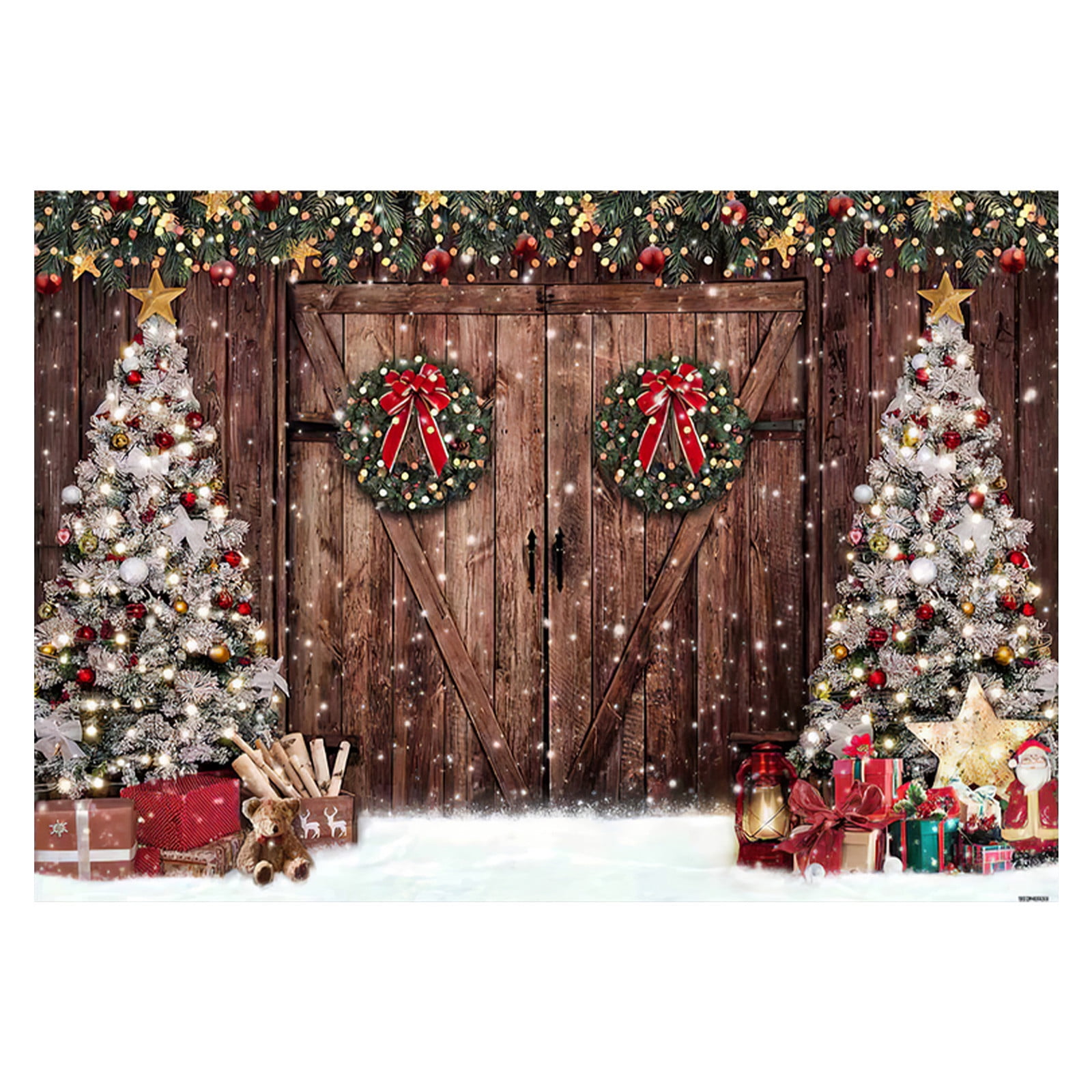 XMMSWDLA Christmas Photography Backdrop Christmas Winter Snow Window ...