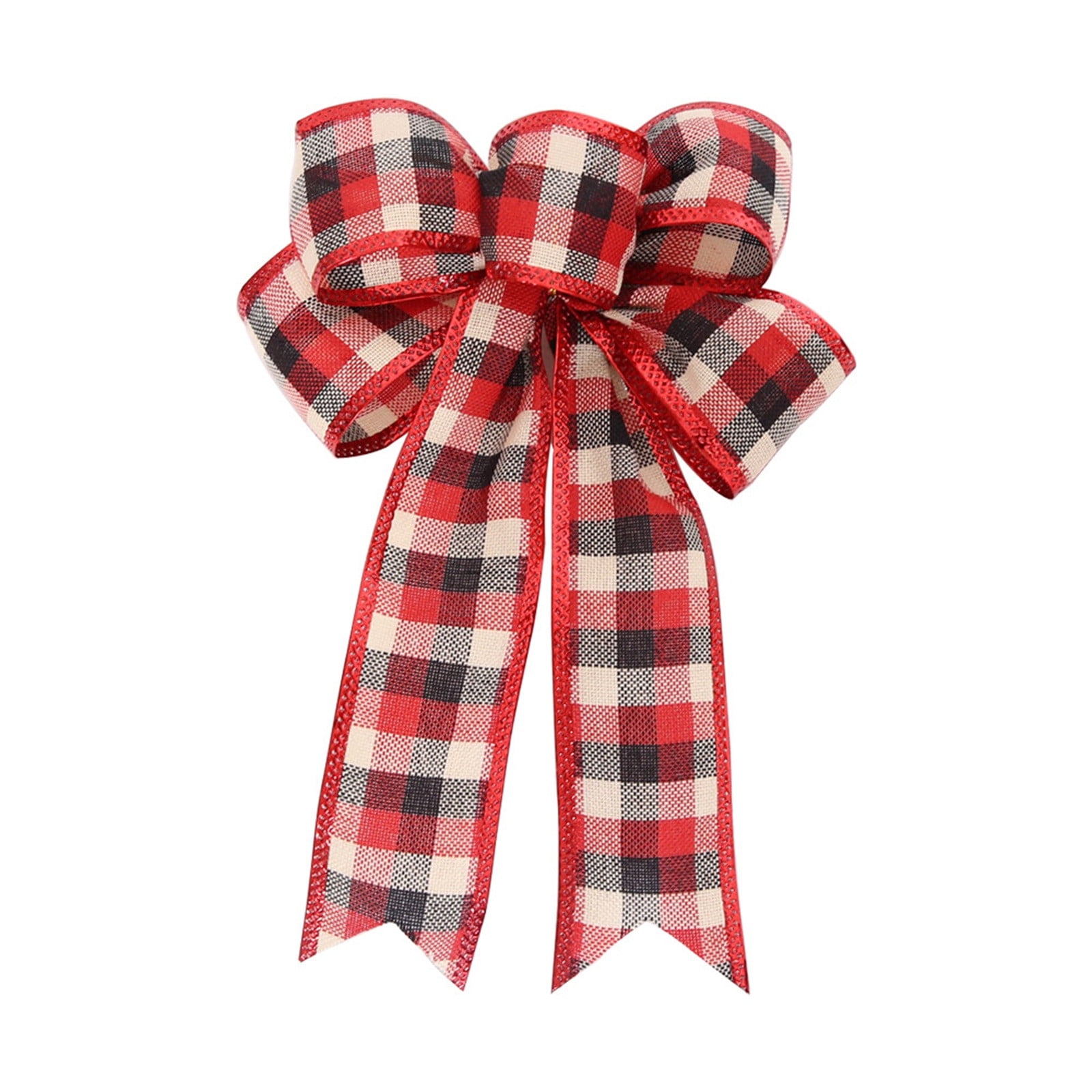 XMMSWDLA Christmas Wreath Bows, Red Black Plaid Bows for Wreath Beige ...