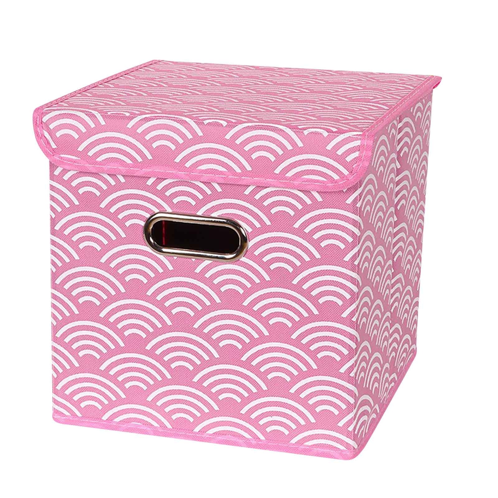 XMMSWDLA Collapsible Fabric Storage Bin with Handle Lid Foldable Box ...