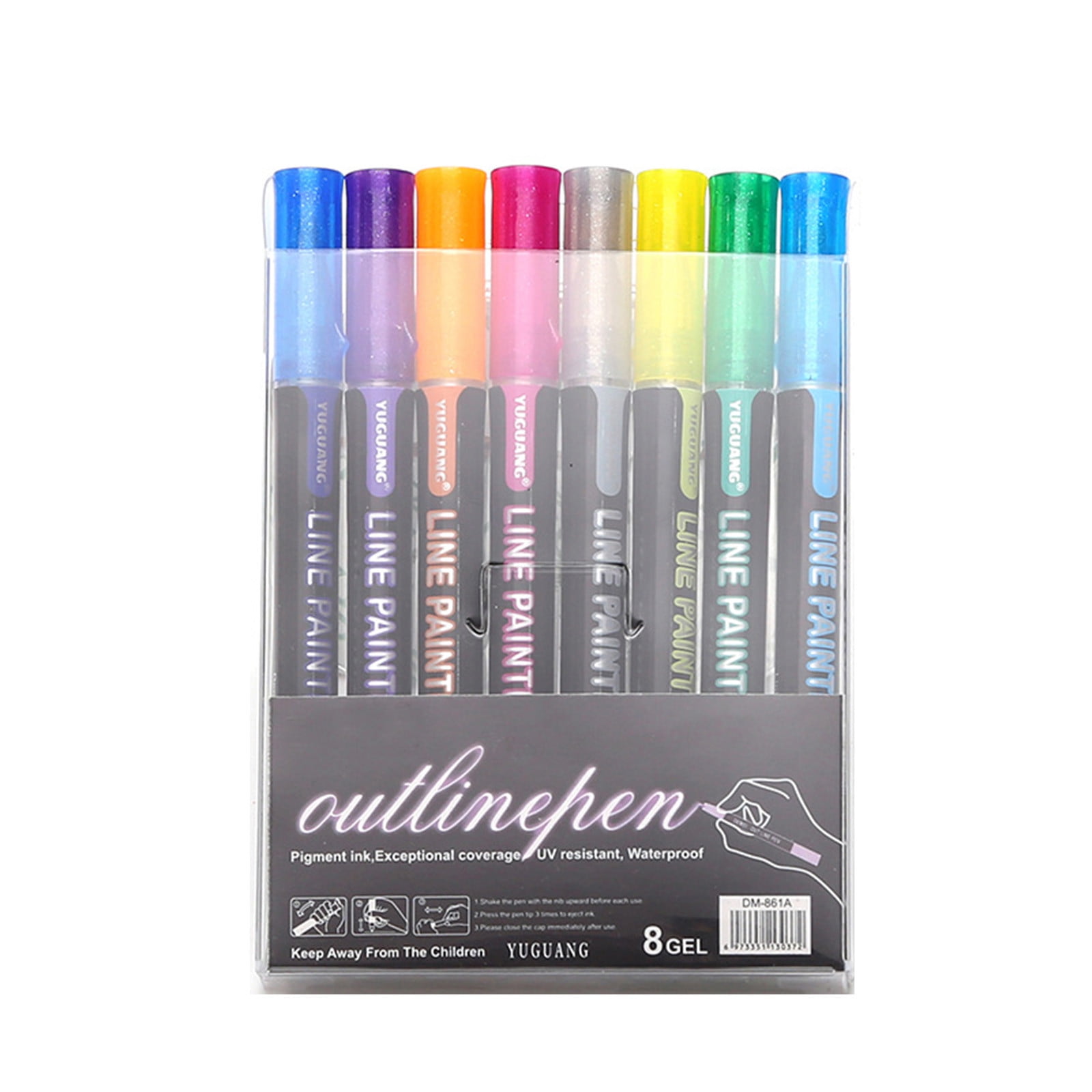 XMMSWDLA Colored Pencils Shiny Double-Line Outline Pen Color Marker ...