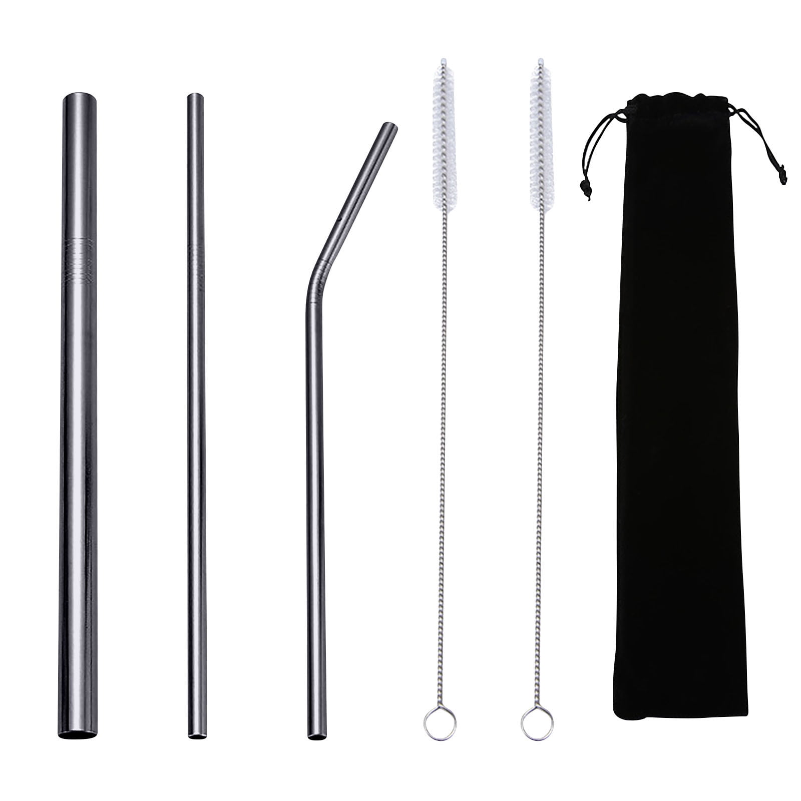 XMMSWDLA Creative 304 Stainless Steel Straw Set Cloth Bag Metal Straw ...