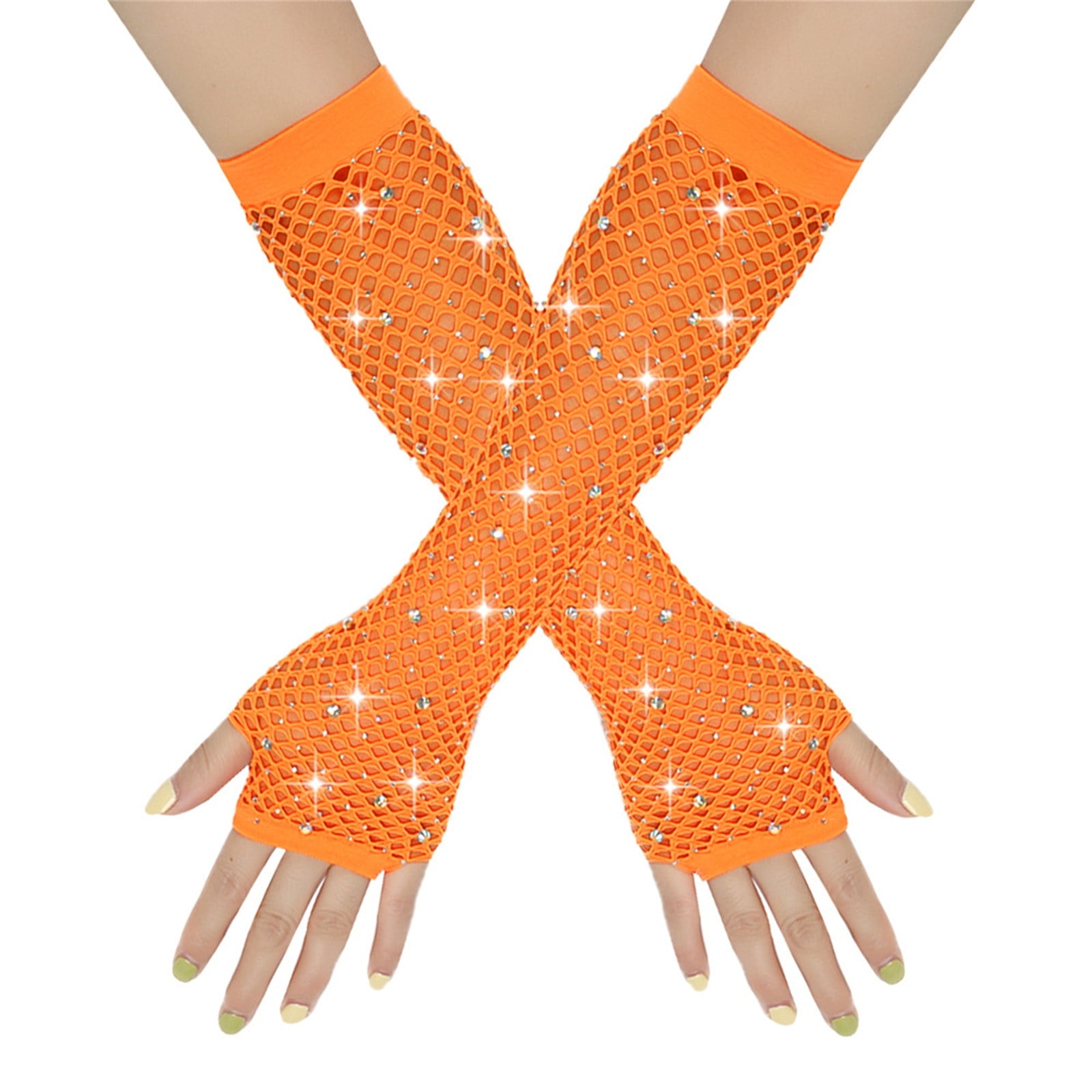 XMMSWDLA Fishnet Gloves Stretchy Fingerless 80s Party Accessories Mesh ...