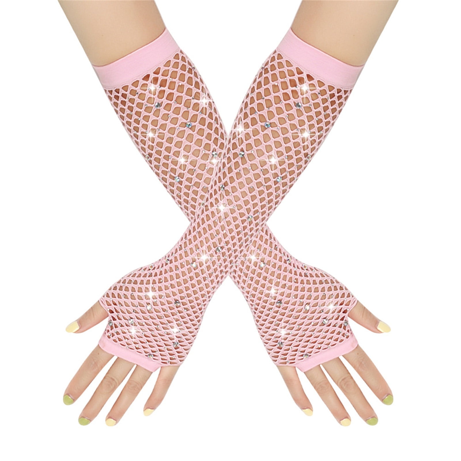 XMMSWDLA Fishnet Gloves Stretchy Fingerless 80s Party Accessories Mesh ...
