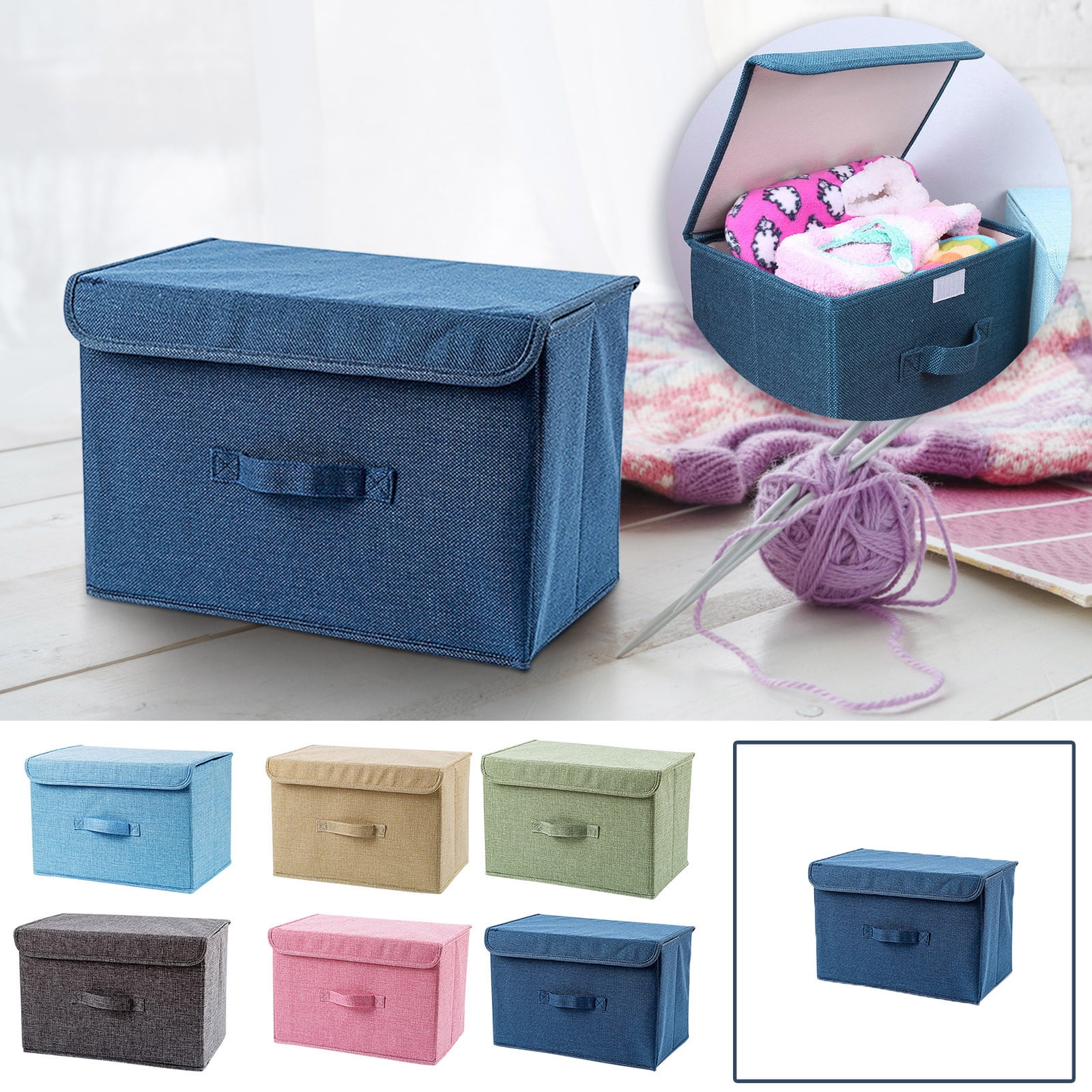 XMMSWDLA Foldable Storage Boxes with Lids,Large Linen Fabric Foldable ...