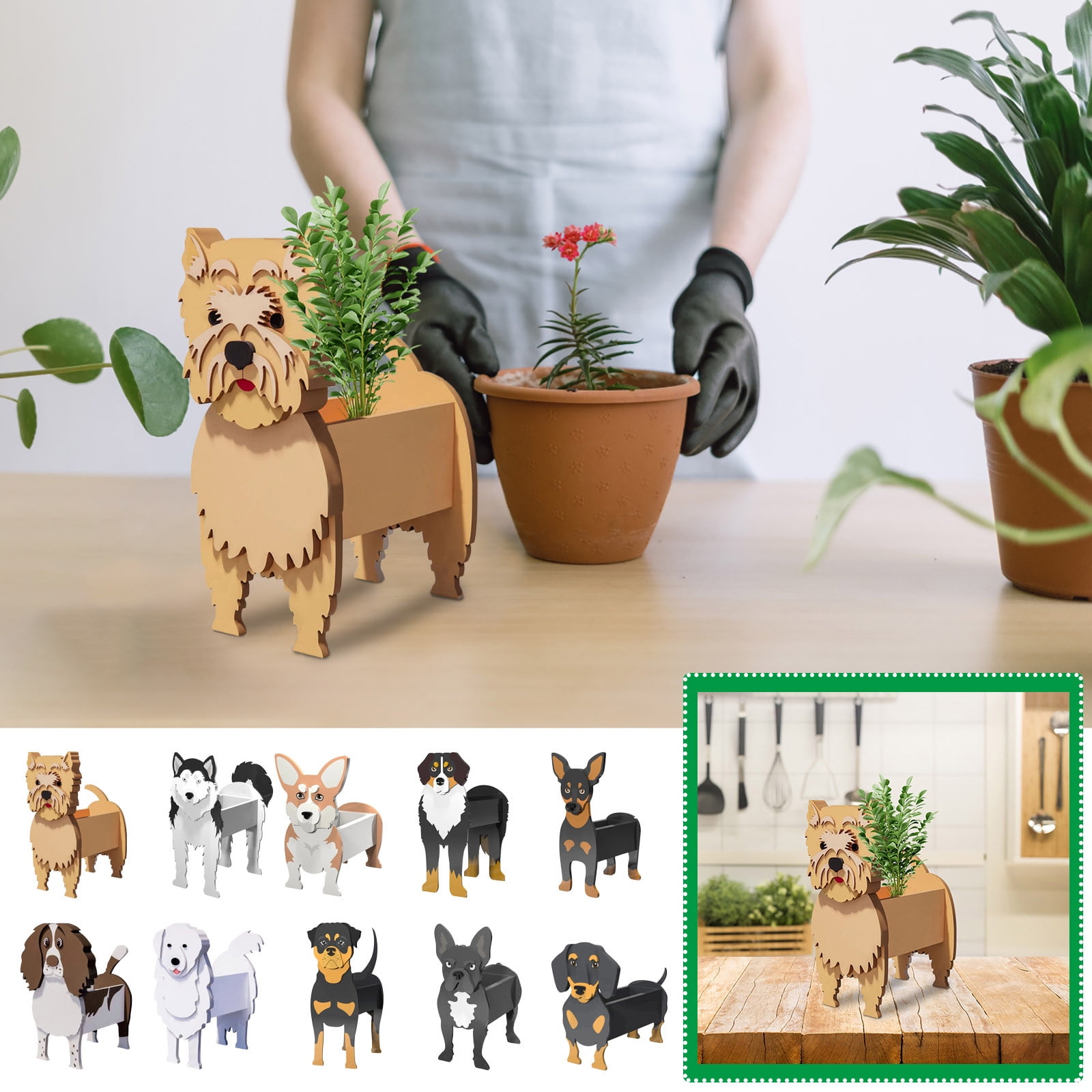 XMMSWDLA Garden Art Crafts Dog Flower Pot Storage Garden Decoration ...