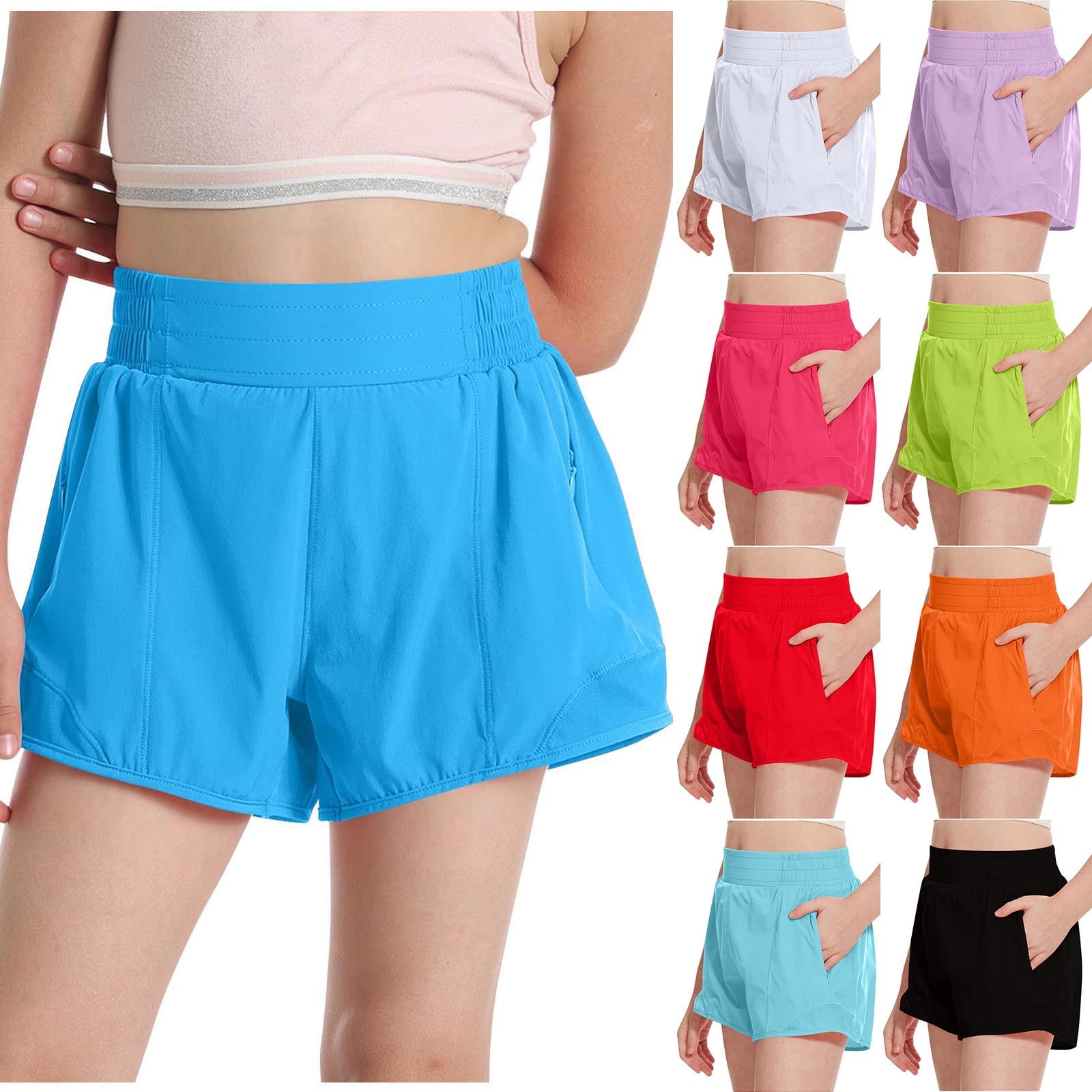 XMMSWDLA Hiking Shorts Girls Girls Athletic Shorts with Zipper Pocket ...