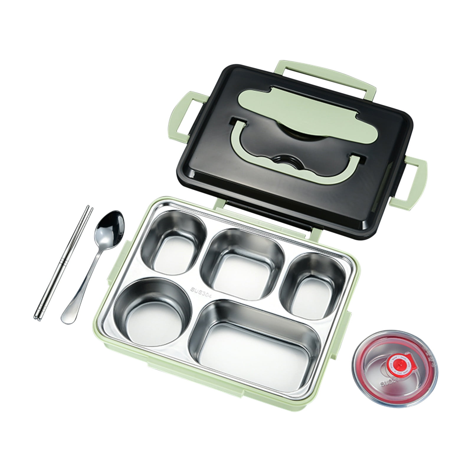 XMMSWDLA Large Stainless Steel Lunch Container - Five Section Design ...