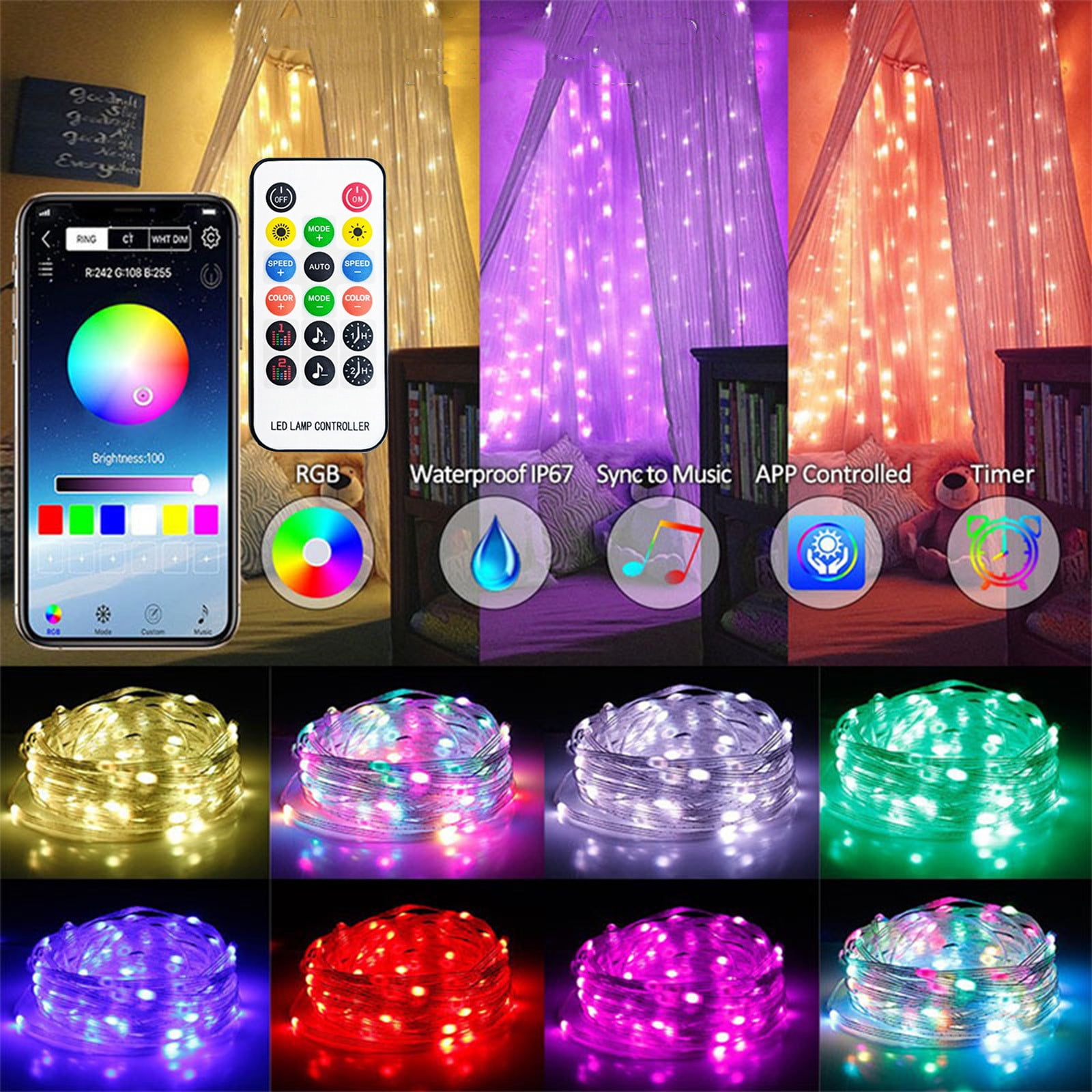 Led Strip Lights, Music Sync Color Changing Led Strip Lights with ...