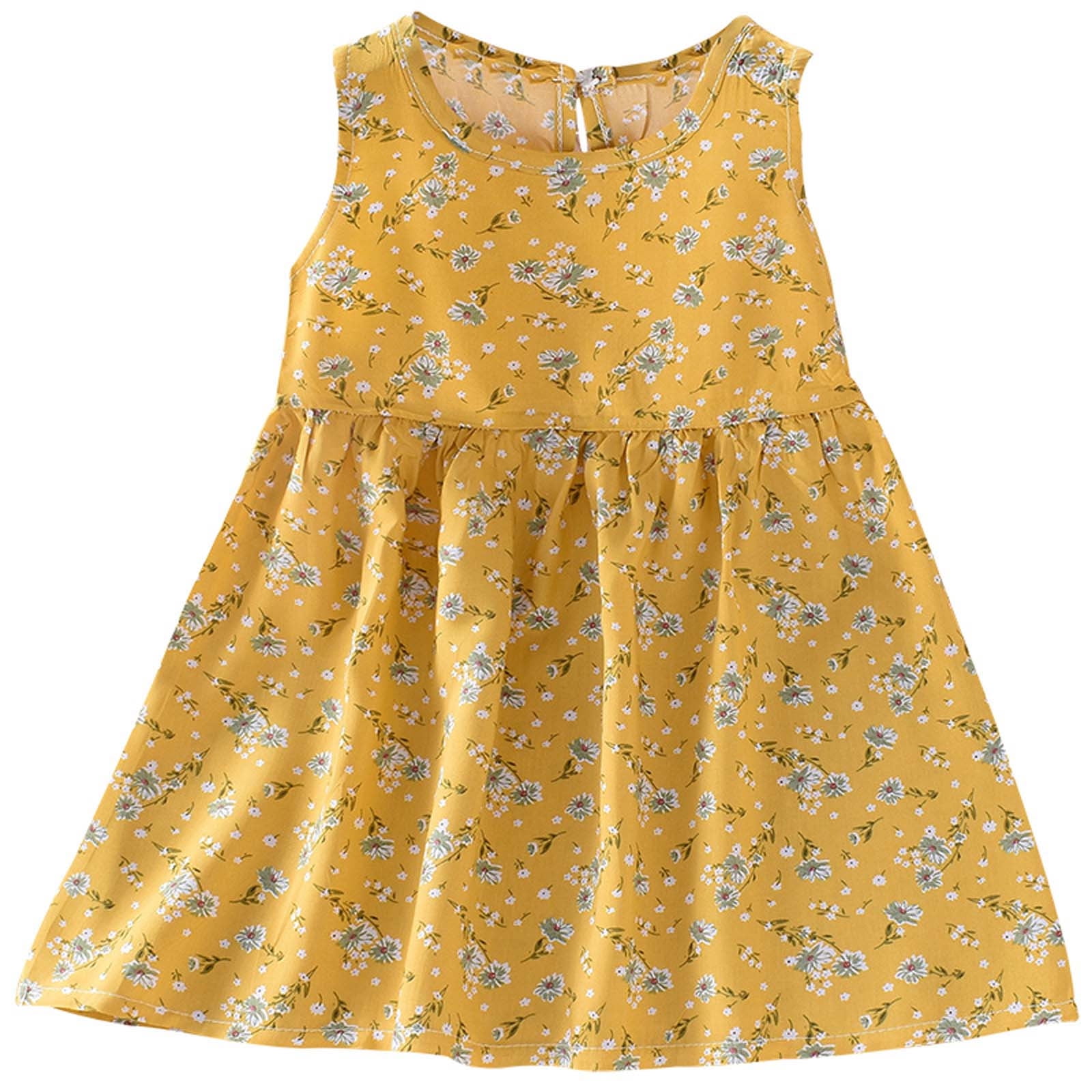 XMMSWDLA Little Girls Dresses Flutter Sleeve Casual Birthday Party ...