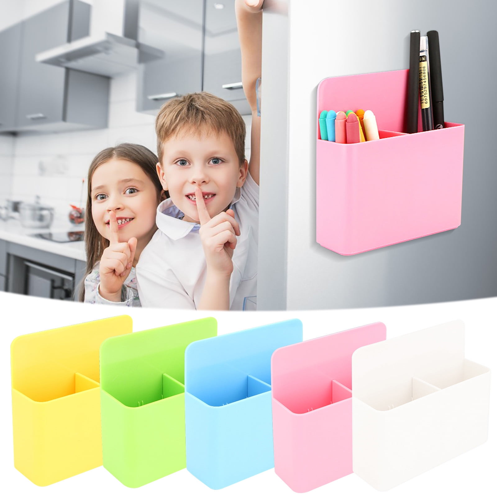 XMMSWDLA Magnetic Pen Holder with Strong Magnetic Back & 2 Compartments ...