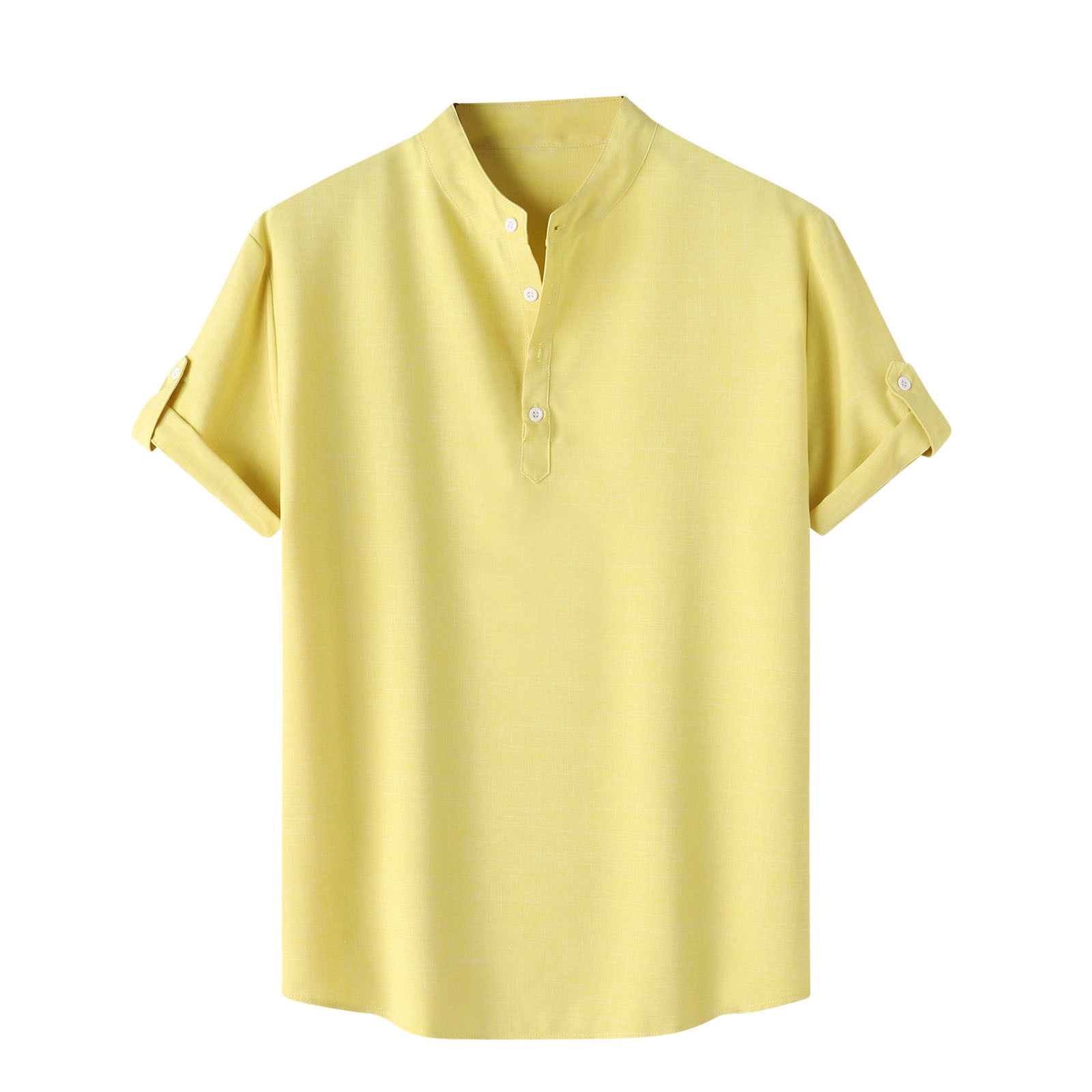 XMMSWDLA Mens Button Down Solid Color Shirts Short Sleeves Textured ...