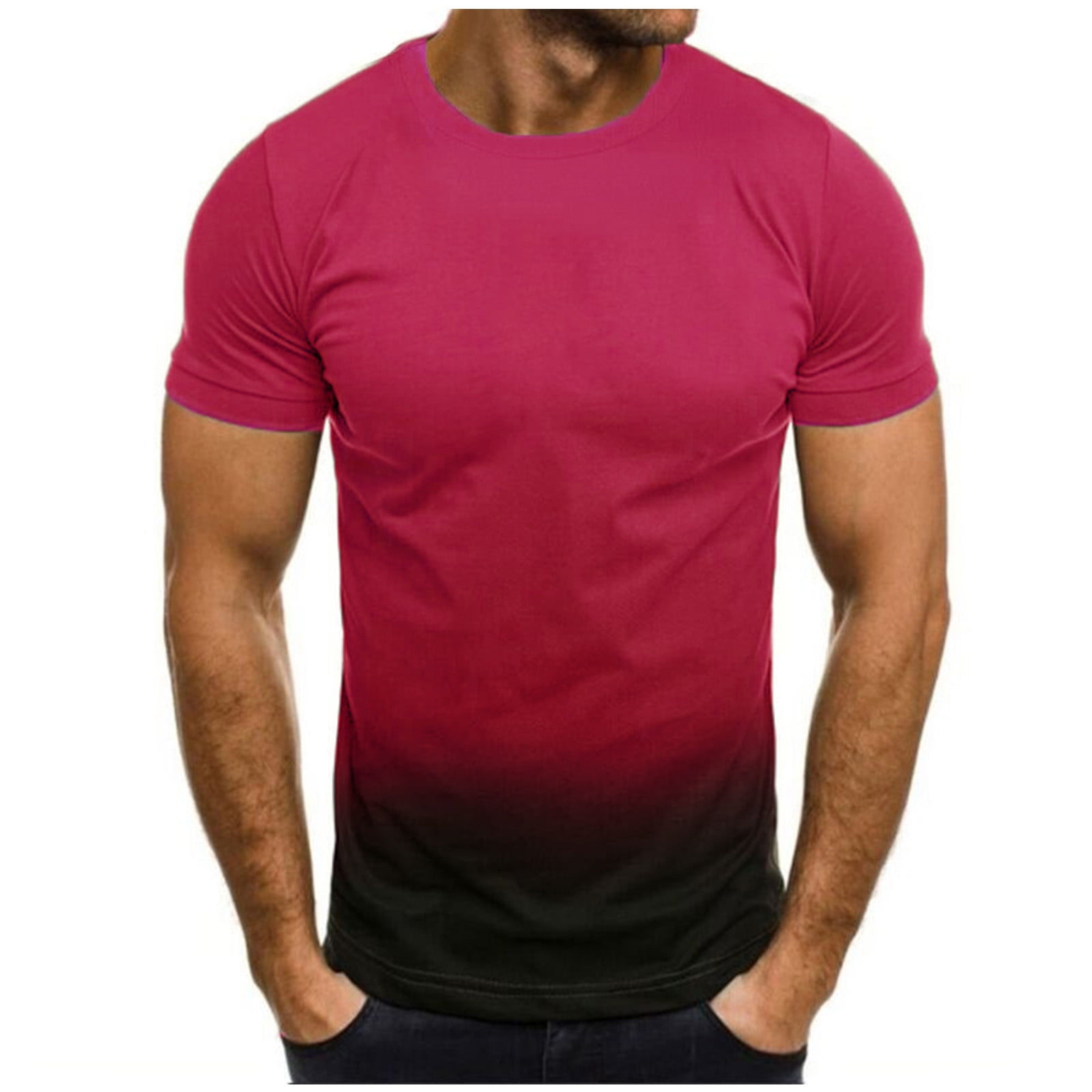 XMMSWDLA Mens Summer Short Sleeve T-Shirt Casual Relaxed Fit Gradient ...