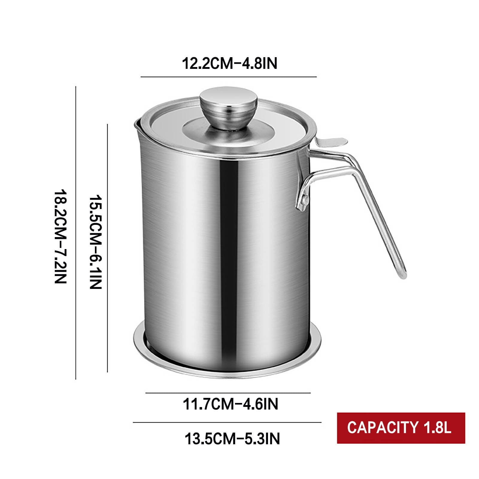 XMMSWDLA Oil Strainer Pot Grease Can 1.8L / 60 oz Food Strainer Stainless Steel Oil Storage ...