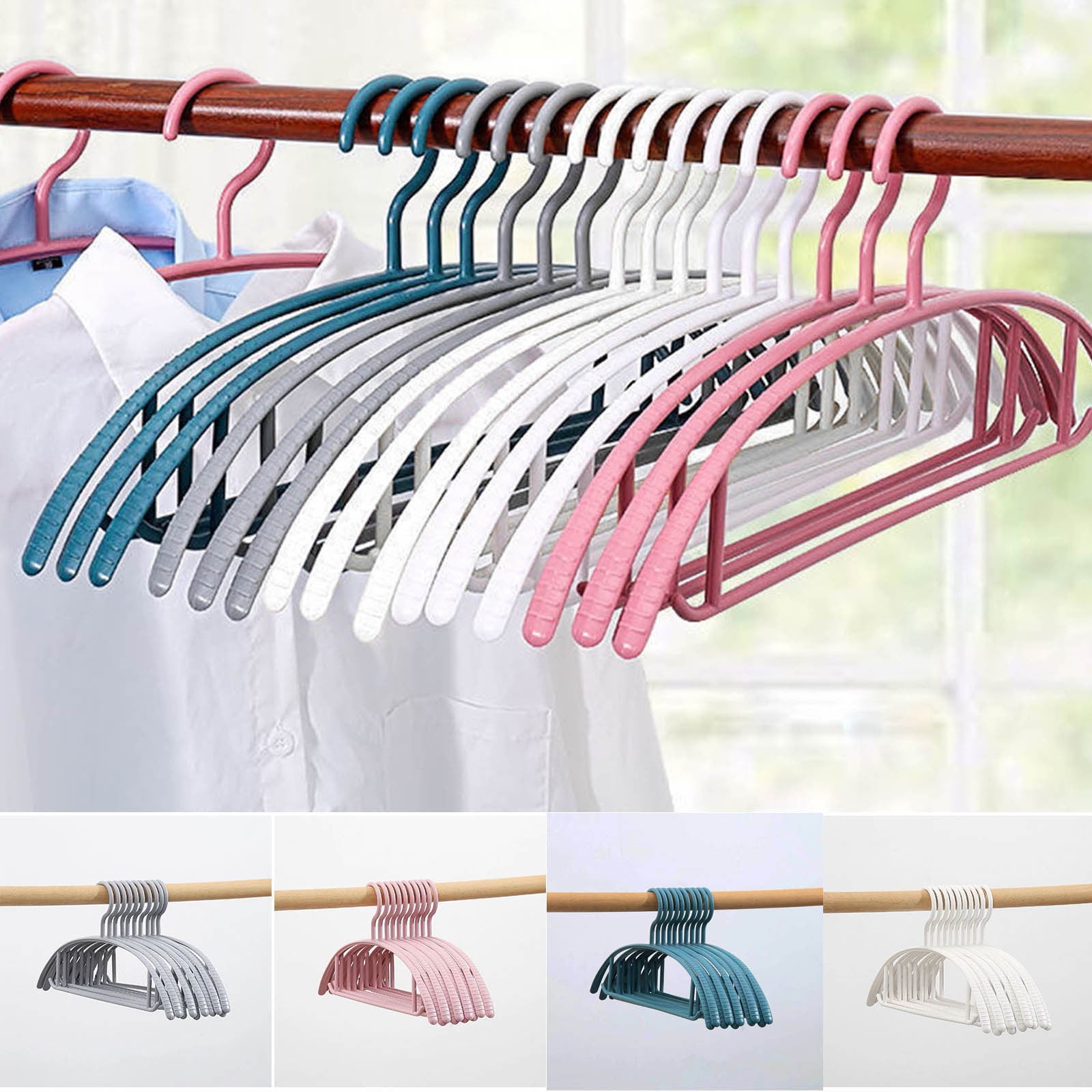 XMMSWDLA Plastic Clothes Hangers 10 Pack,Adult Coat Hangers for Closet ...