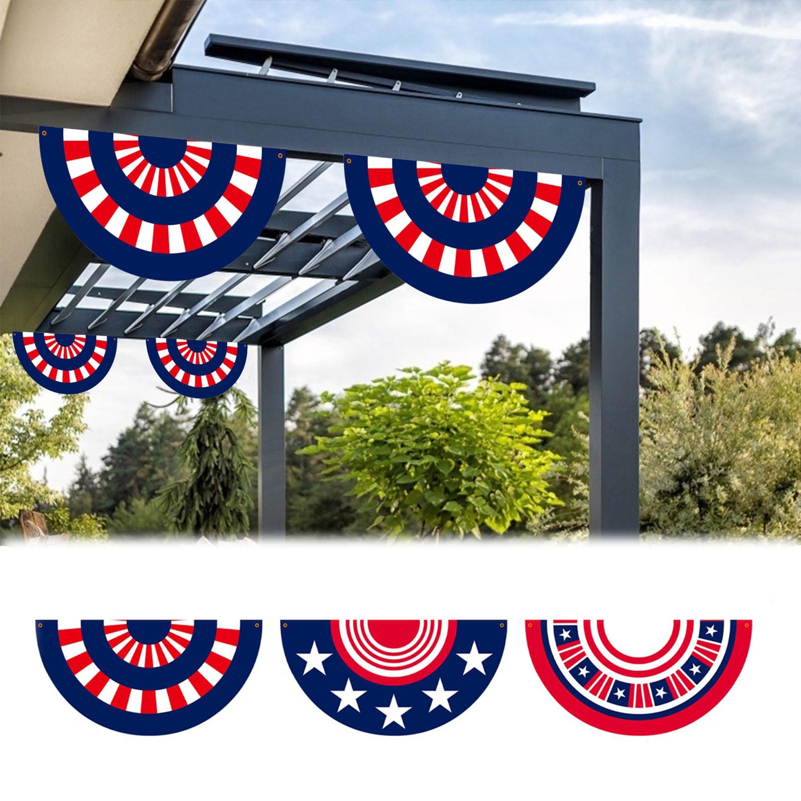 XMMSWDLA Pleated Fan Banner Patriotic Half Fan Flag for 4th of July ...