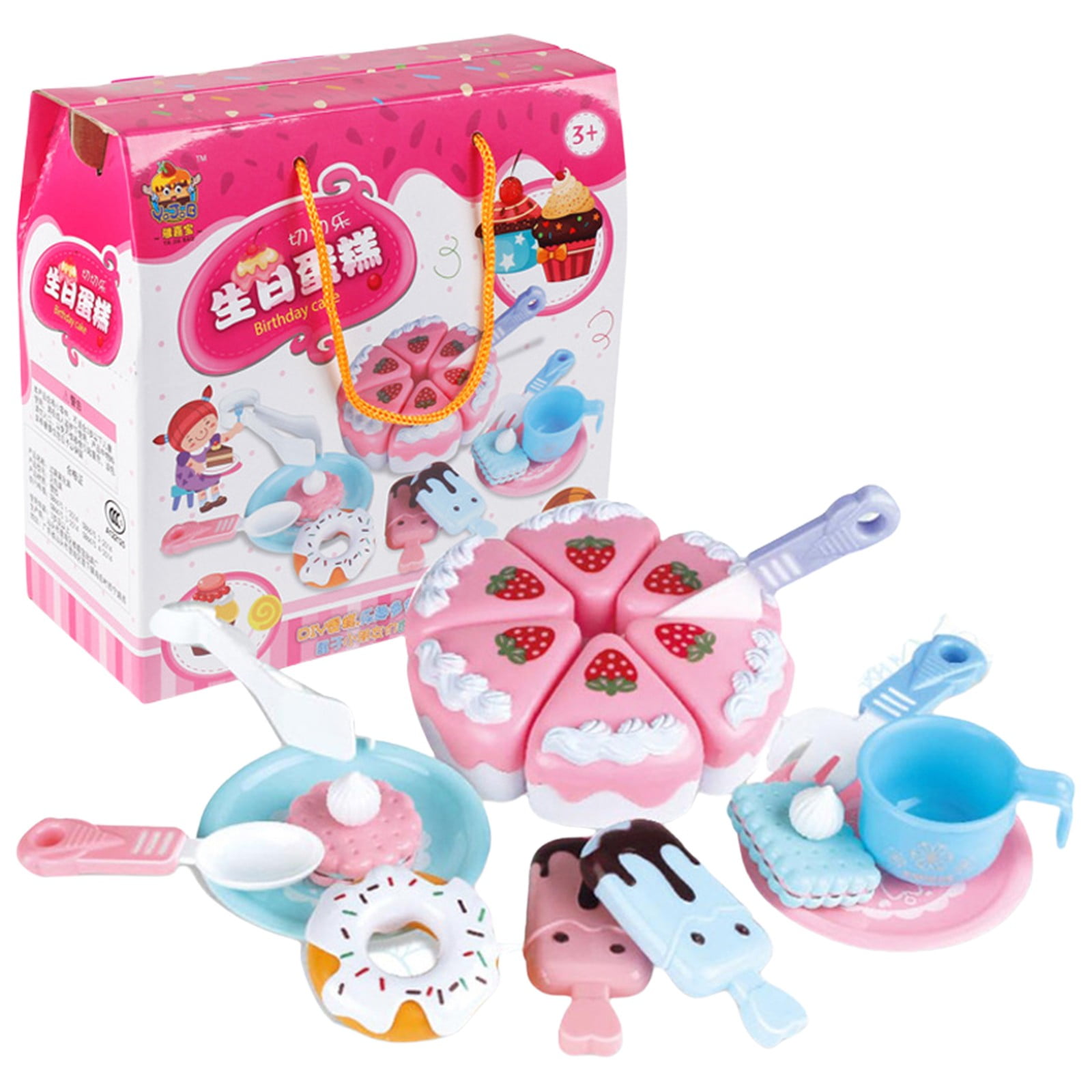XMMSWDLA Pretend Play Food Set - Pretend Cutting Play Desserts Cake Ice ...