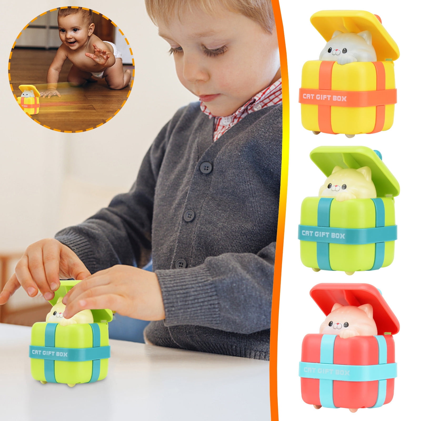 Push Button Toy Car Animal Toys Cat Cute for Toddlers 4-6Preschool Kids ...