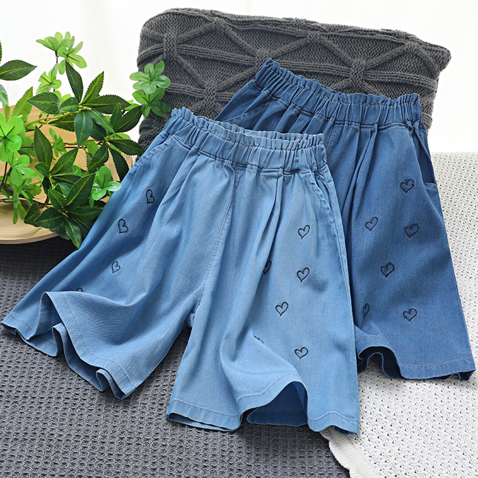 XMMSWDLA Short Sundress Girls Jeans Denim Shorts Waist Kids Stretch ...