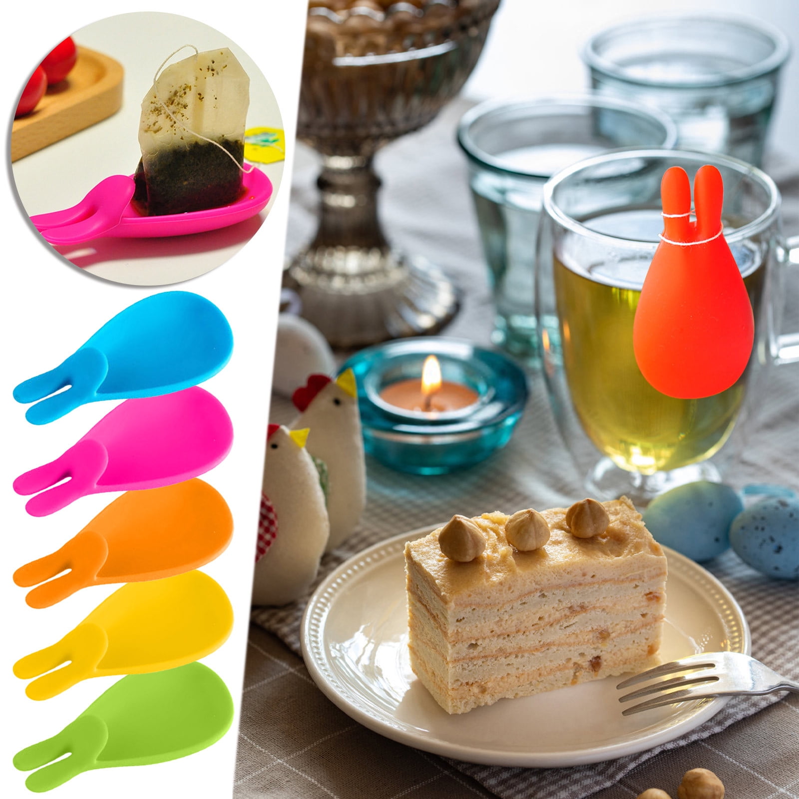 XMMSWDLA Silicone Tea Bag Holder, Cute Colorful Silicone Tea Bag Hanger ...