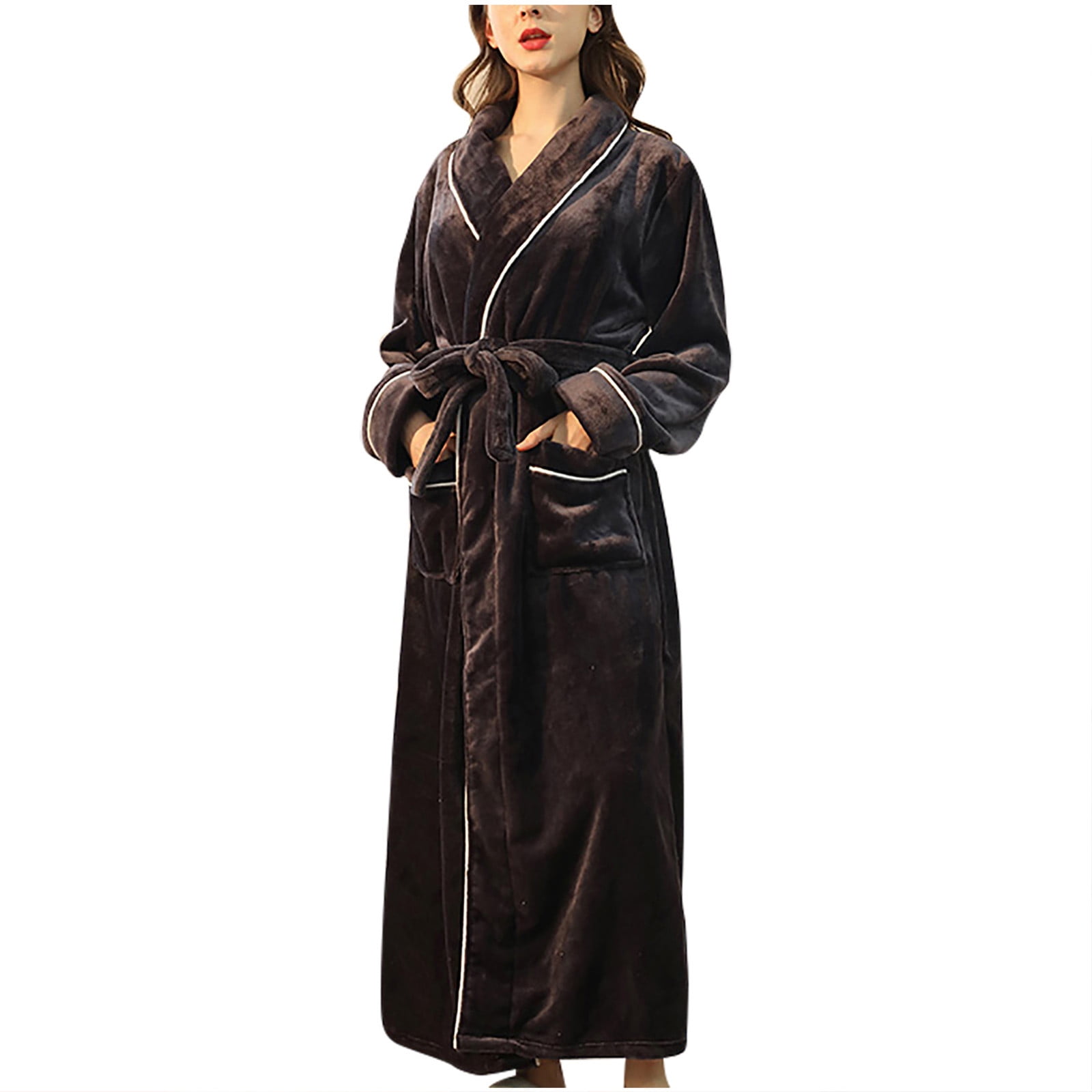 Xmmswdla Soft Plush Women Fleece Robe Cozy Bathrobe Female Long Spa