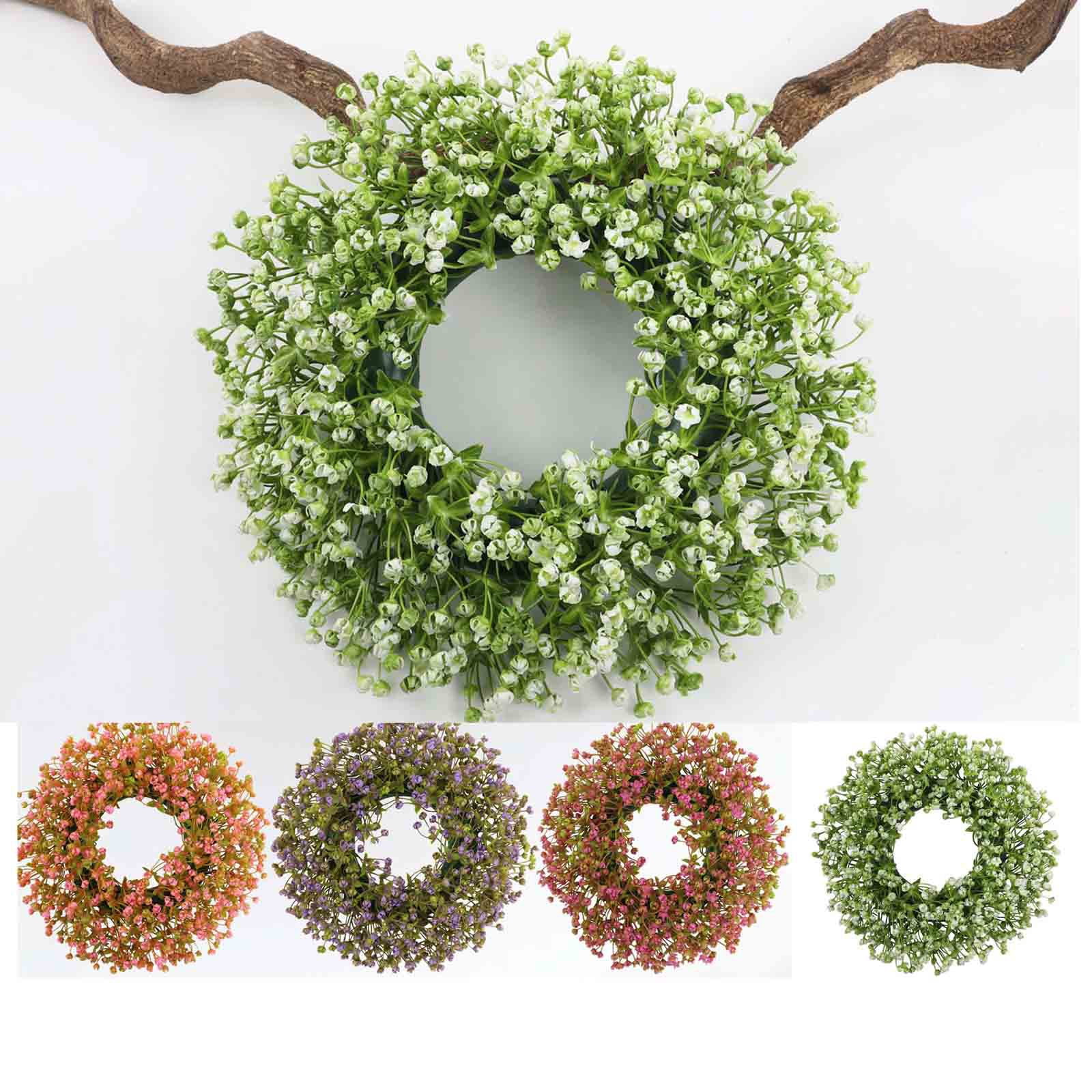Spring Wreaths for Front Door Silk Artificial Rose Flower Wreath with ...