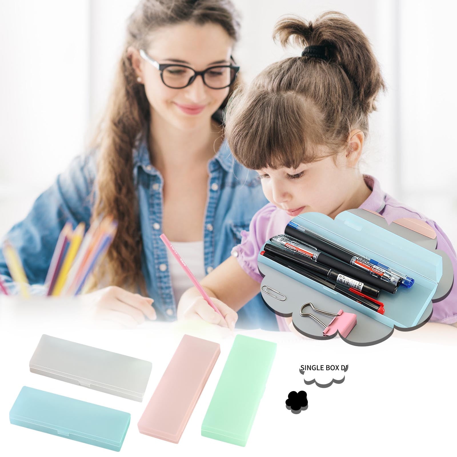 Translucent Frosted Stationery Box Student Storage Pencil Bag Pencil ...