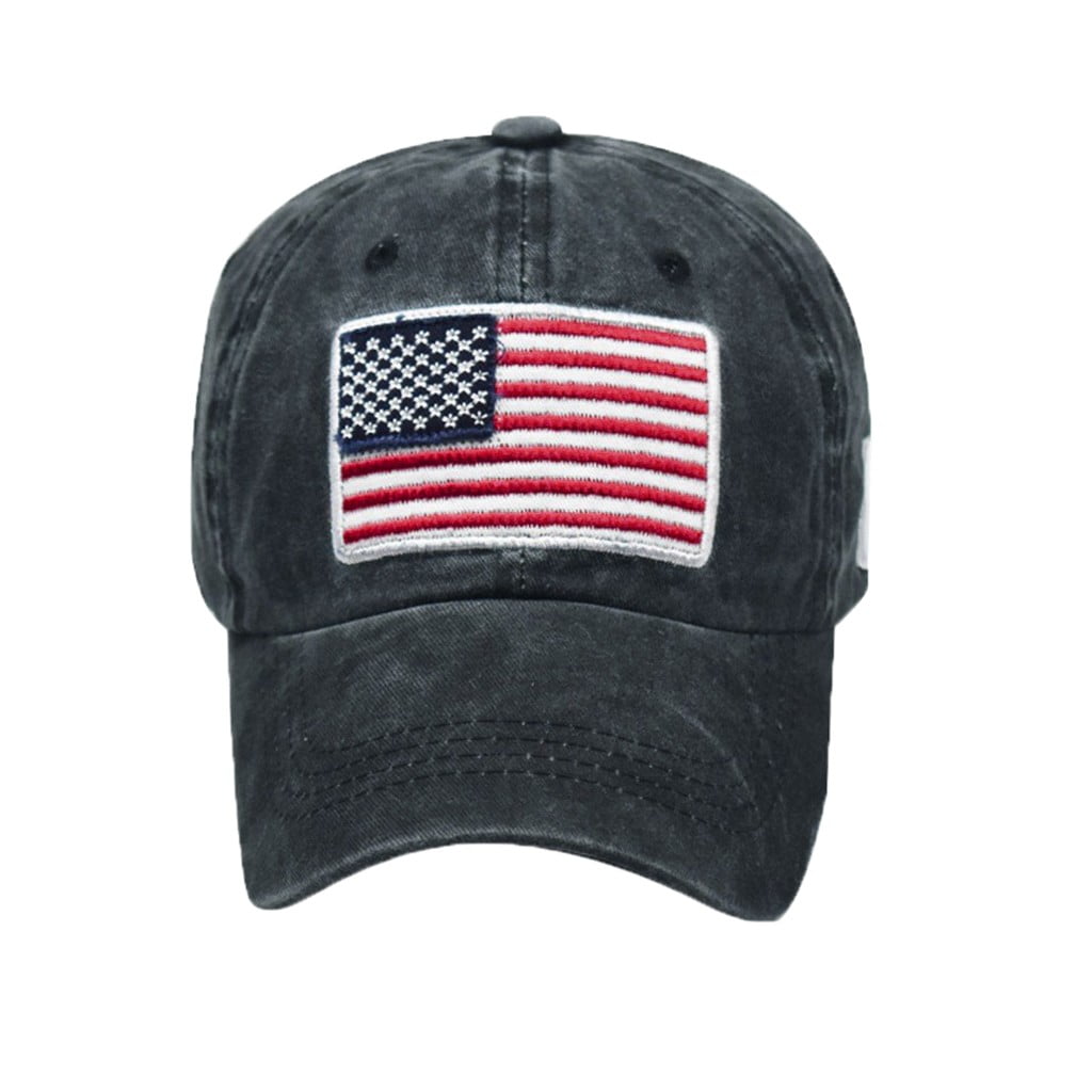 XMMSWDLA Vintage Baseball Hats for Men American Flag Patch Breathable ...