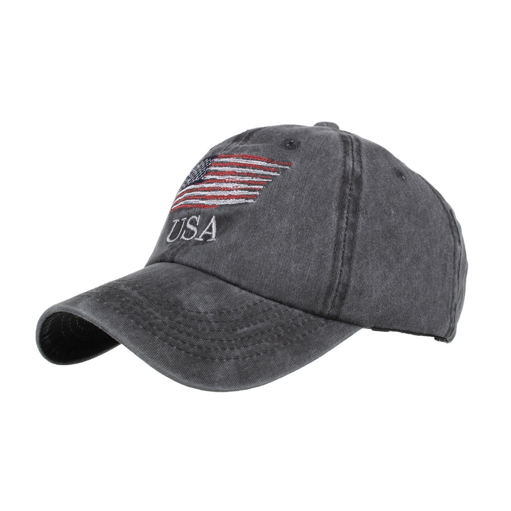 XMMSWDLA Vintage Baseball Hats for Men American Flag Patch Breathable ...