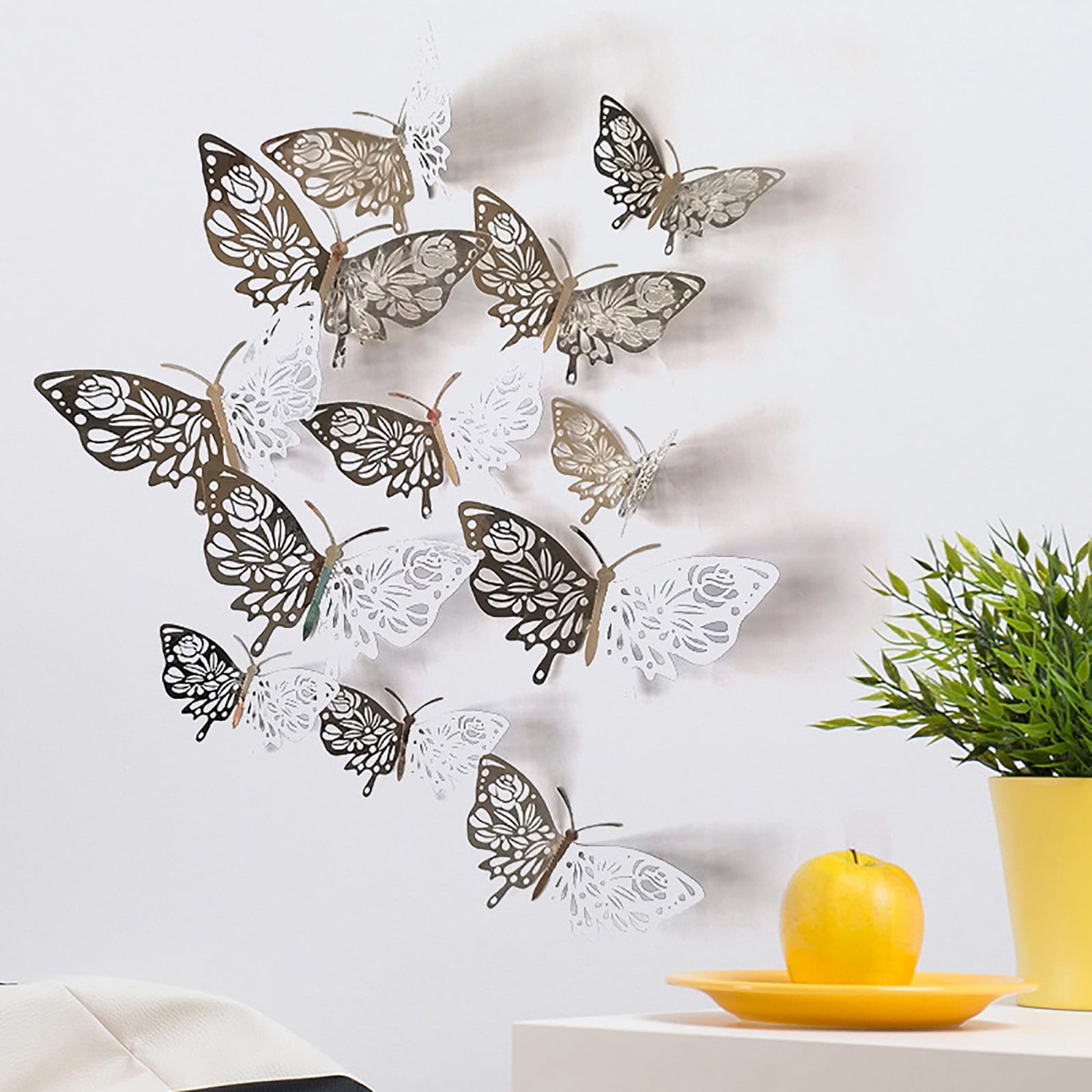 XMMSWDLA Wall Decor 3d Flying Hollow Butterfly Home Decoration Festive ...