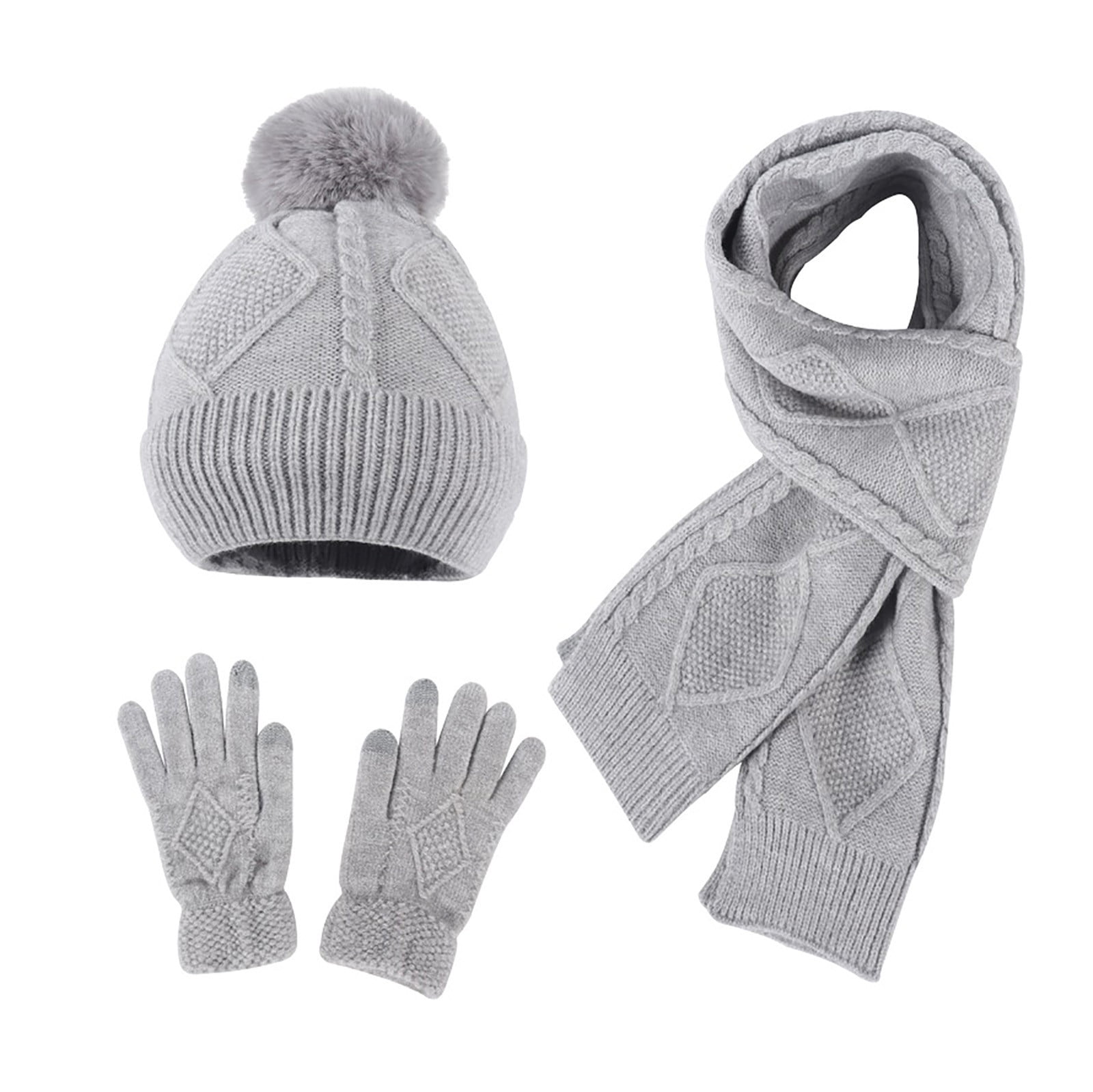 XMMSWDLA Winter Warm Knitted Scarf Hat and Gloves Set Men & Women'S ...