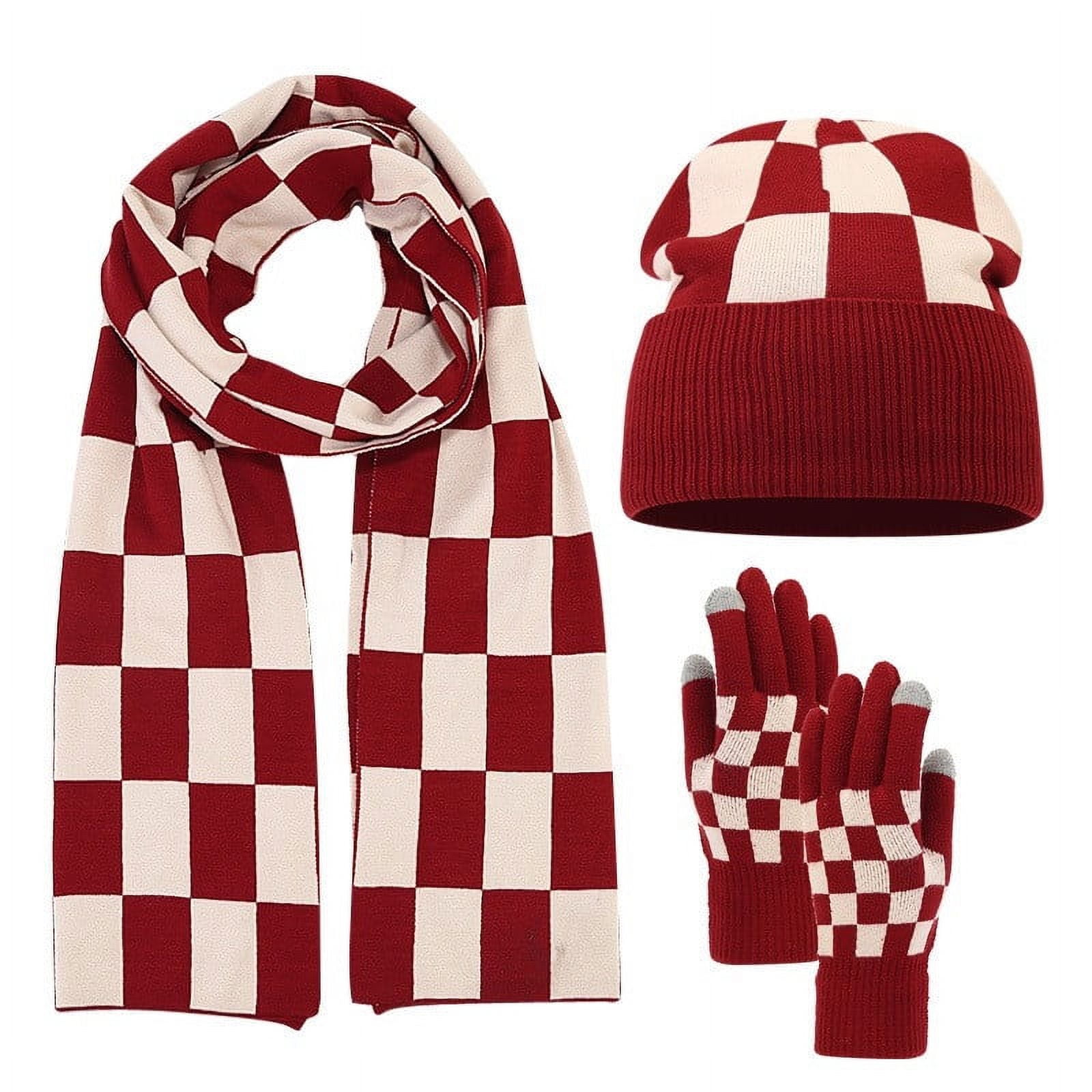 XMMSWDLA Winter Warm Knitted Scarf Hat and Gloves Set Men & Women'S ...