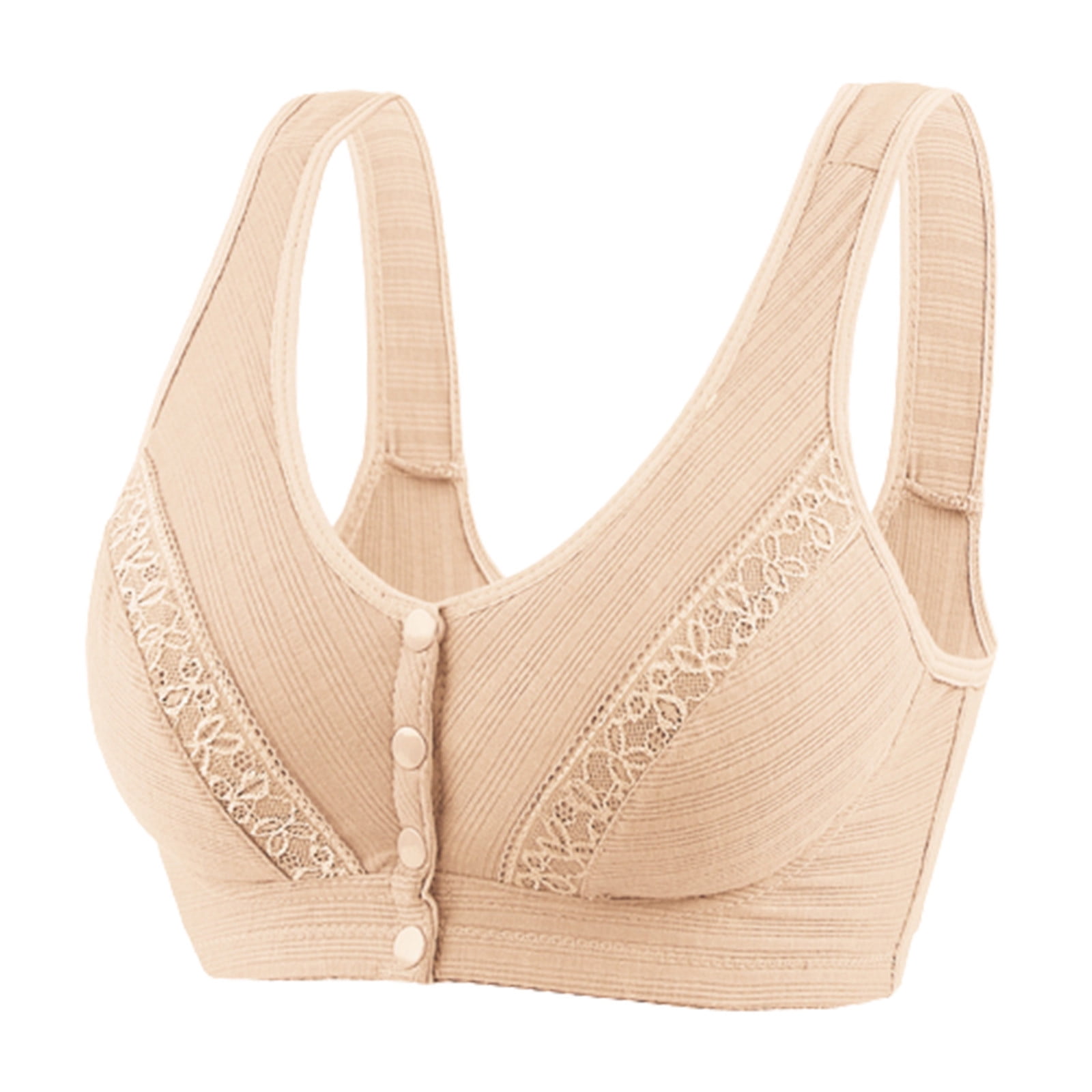 XMMSWDLA Woman Wirefree Bra Snap Front Button Closeure Comfortable ...