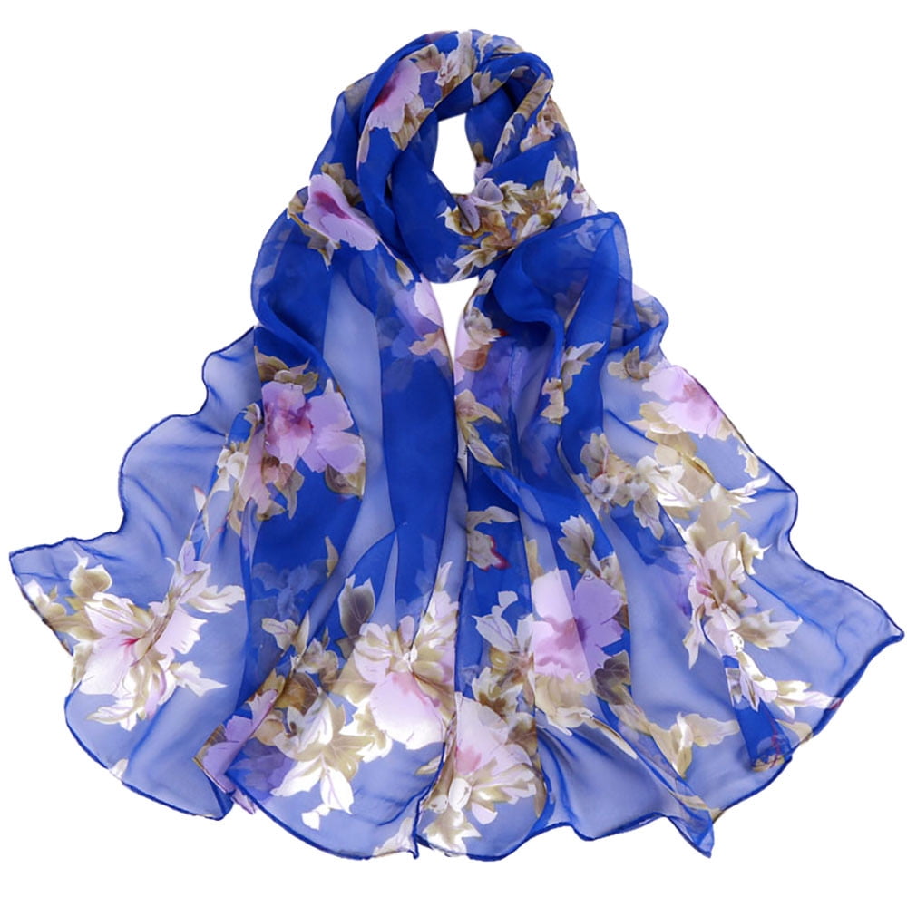 XMMSWDLA Women Chiffon Long Neck Scarf Head Hair Wrap Soft Lightweight ...