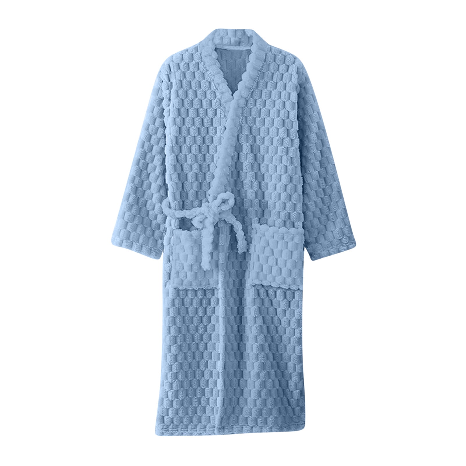Xmmswdla Womens Plush Long Robe Soft Bathrobe Button Up Housecoat