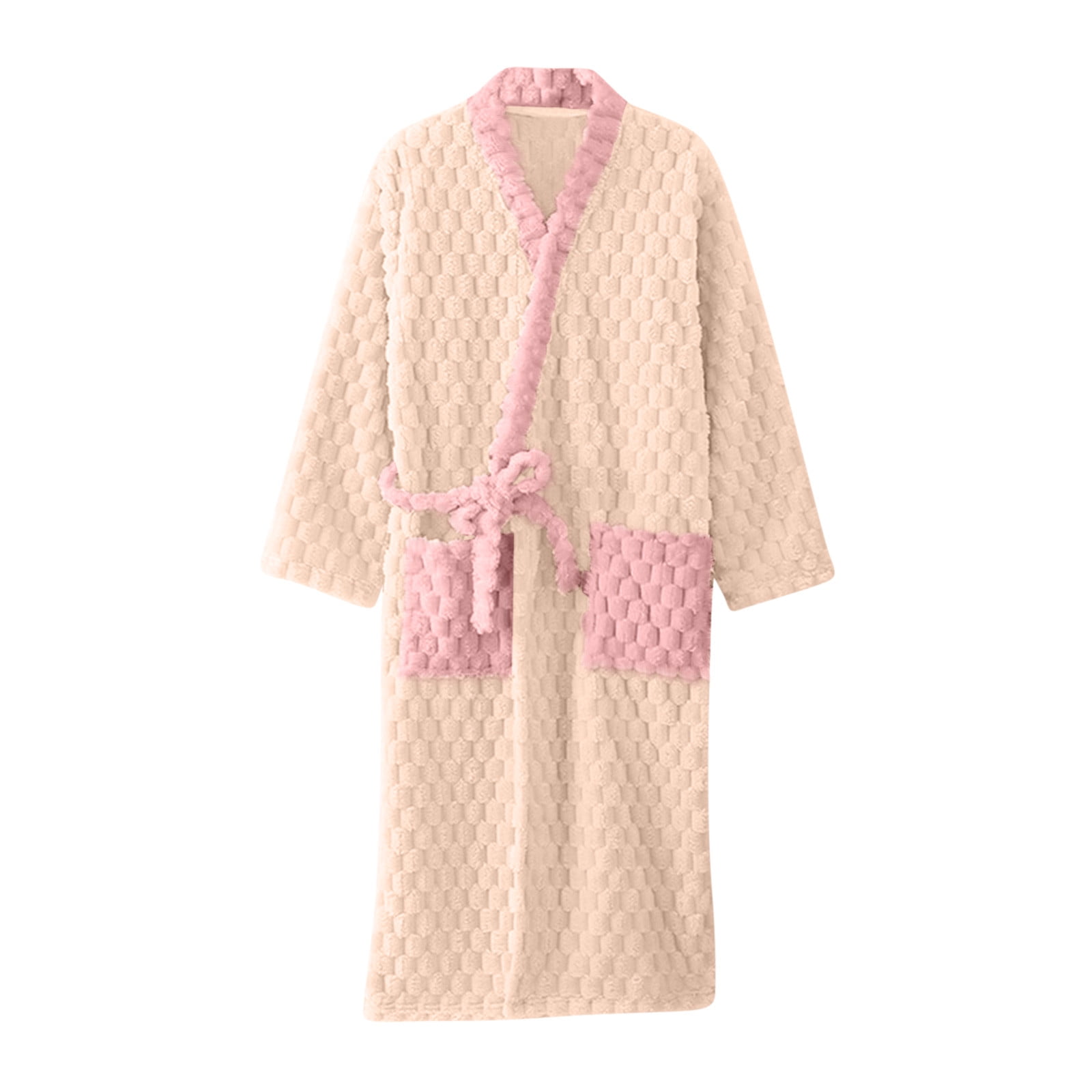 XMMSWDLA Women's Plush Long Robe Soft Bathrobe Button Up Housecoat ...