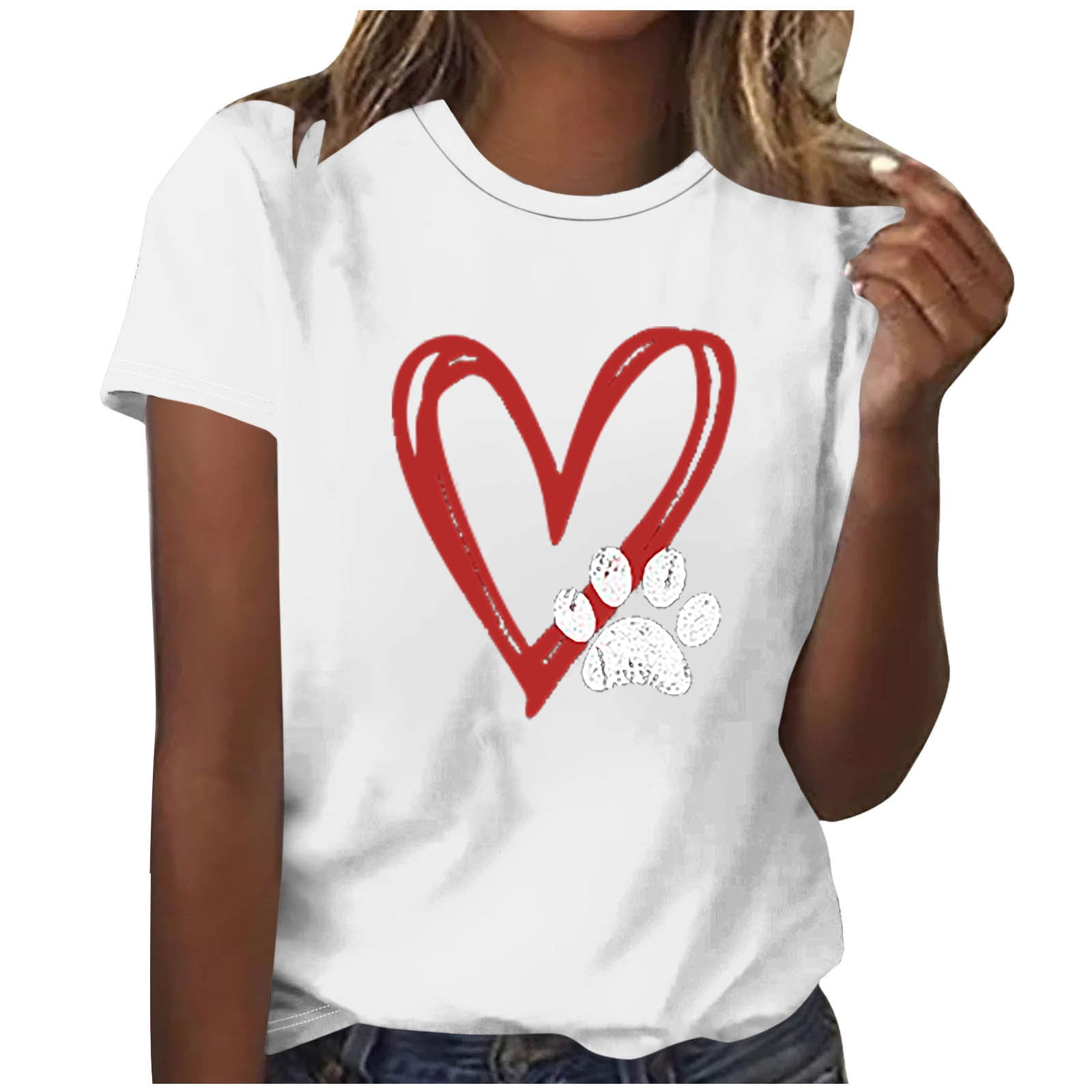 XMMSWDLA Womens Heart Graphic T-Shirts Teen Girls Cute Trendy Clothes ...