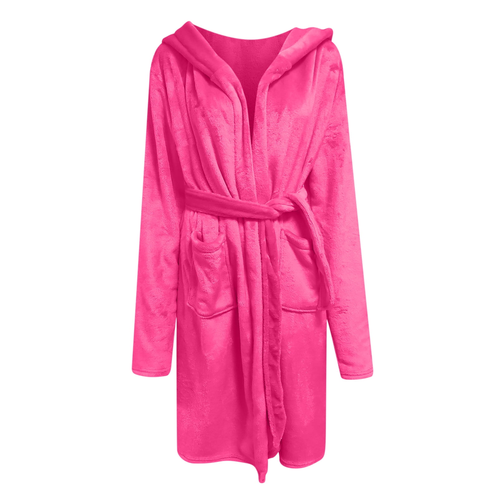 Xmmswdla Womens Long Fleece Robe Floor Length Flannel Hooded Bathrobe