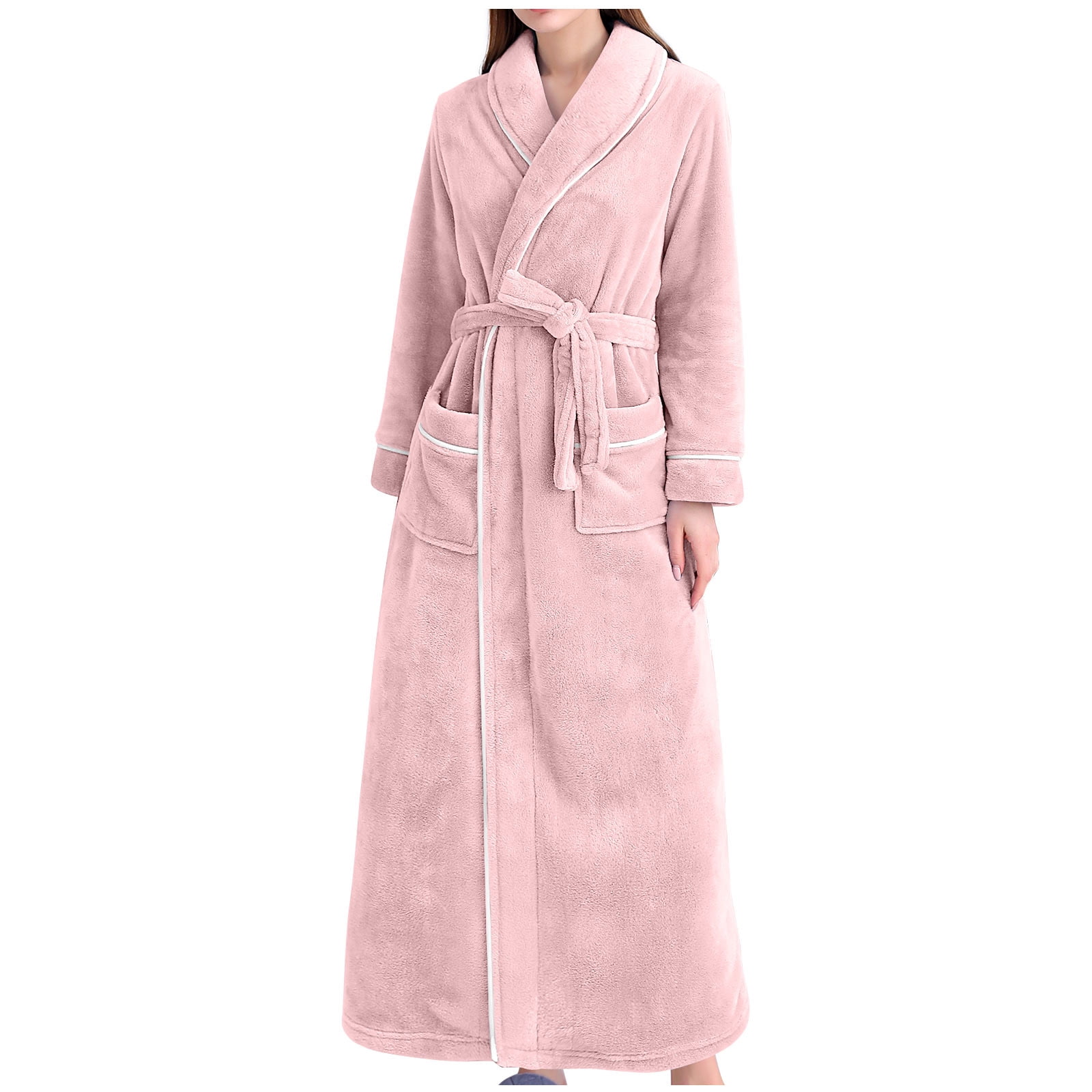 Xmmswdla Womens Robe Long Fleece Bathrobe Warm Waist Belt Super Soft