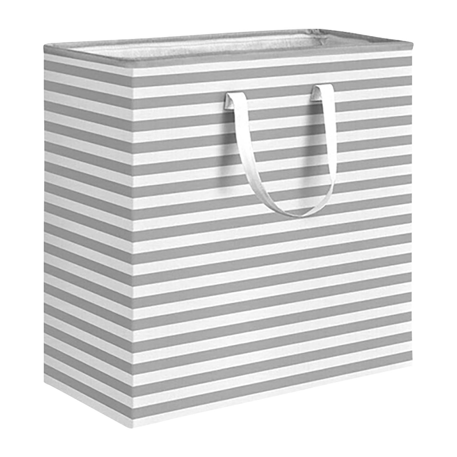 XMMSWDLA folding Canvas Fabric Storage Basket with Handles, Rectangle ...