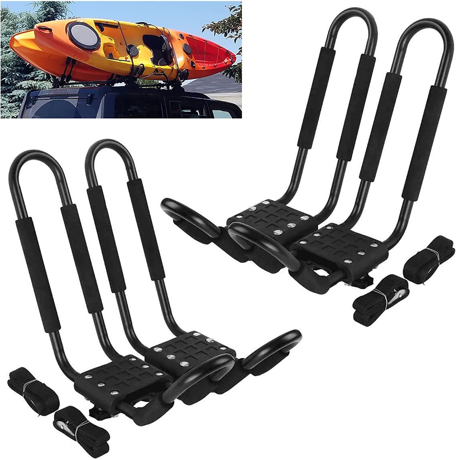 XMT-MOTO J-Bar 2 Pairs Universal Kayak Canoe Top Mount Carrier Roof ...