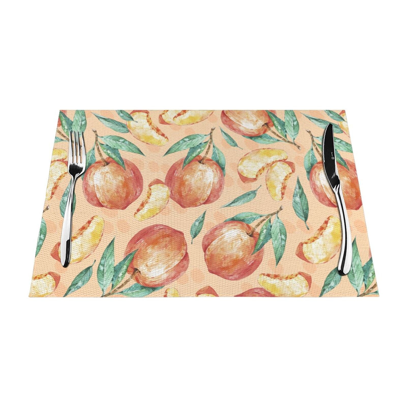XMXT 1 Pcs PVC Woven Placemats, Beautiful Peach Watercolor Stain ...