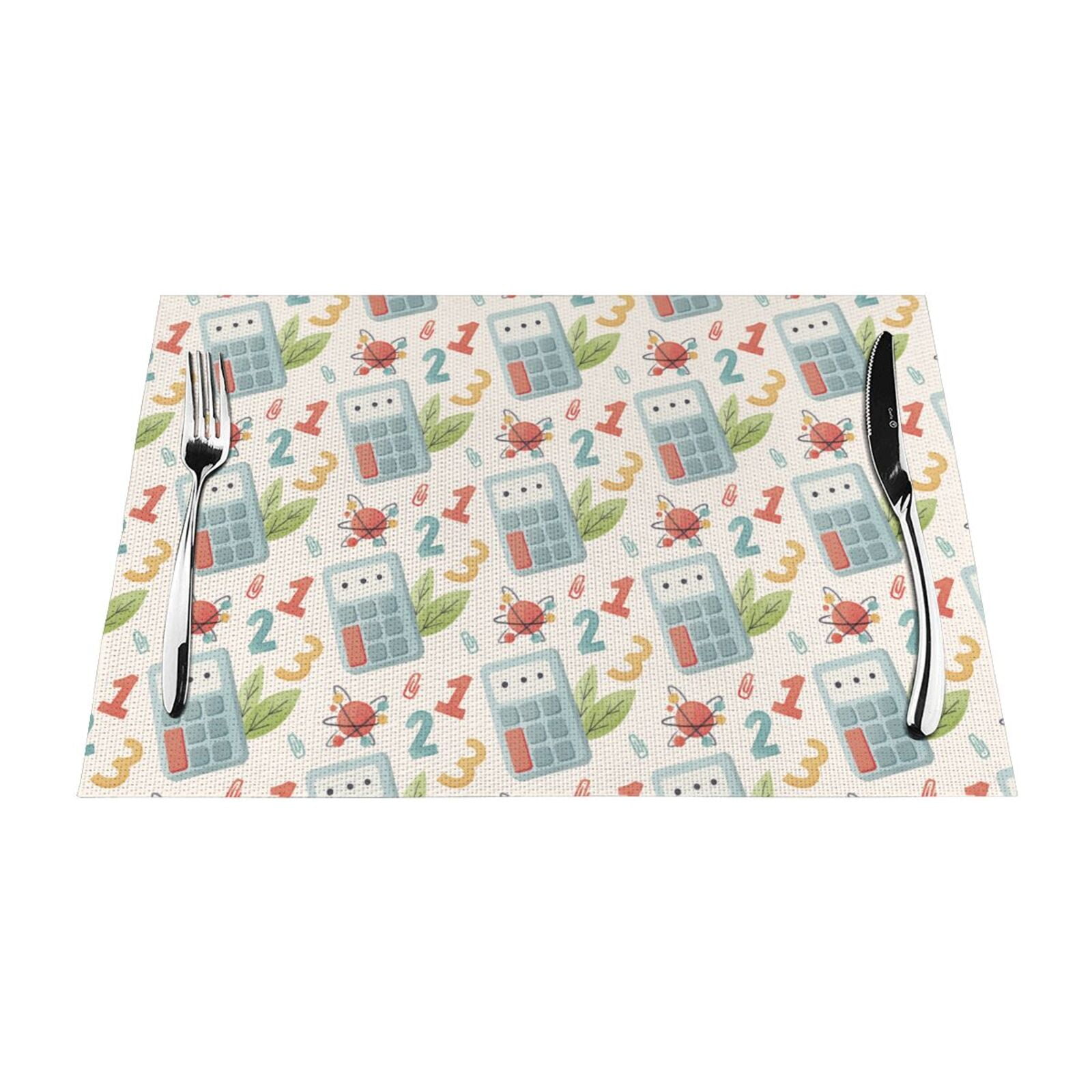 XMXT 1 Pcs PVC Woven Placemats, Cute Calculator Pattern Stain Resistant ...