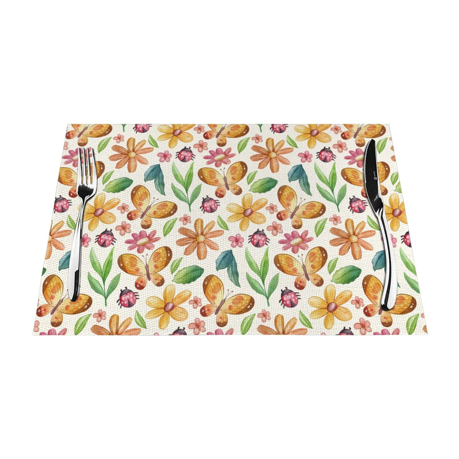 XMXT 1 Pcs PVC Woven Placemats, Funny Watercolor Butterfly Stain ...