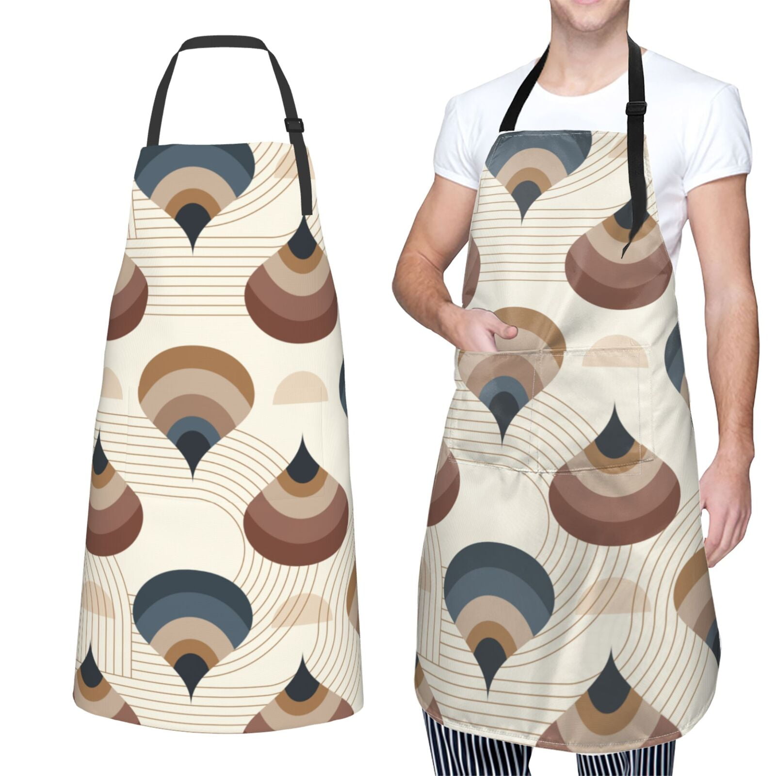 XMXT 1 Pcs Waterproof Kitchen Cooking Apron, Abstract Geometric ...