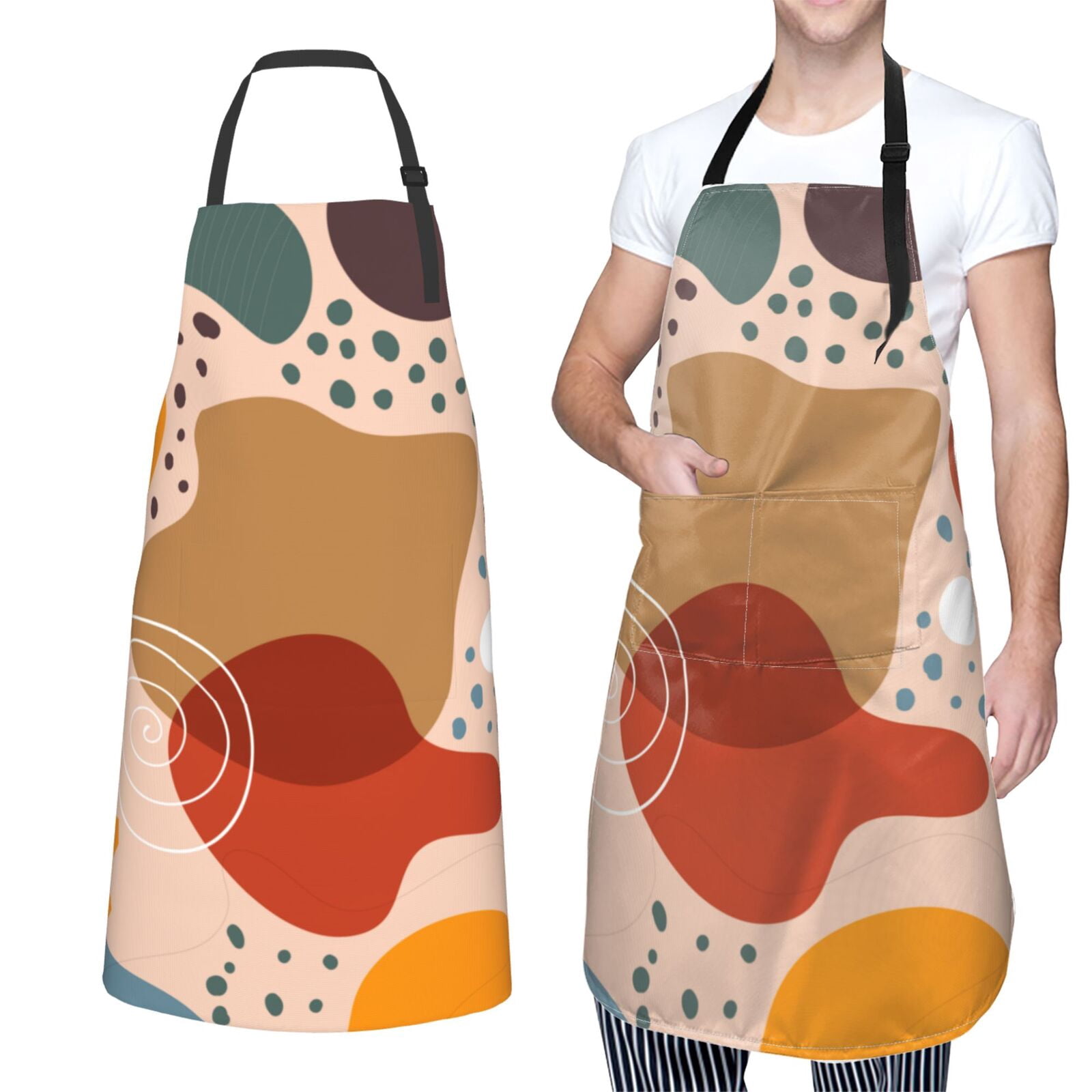 XMXT 1 Pcs Waterproof Kitchen Cooking Apron, Abstract Shape Plant ...
